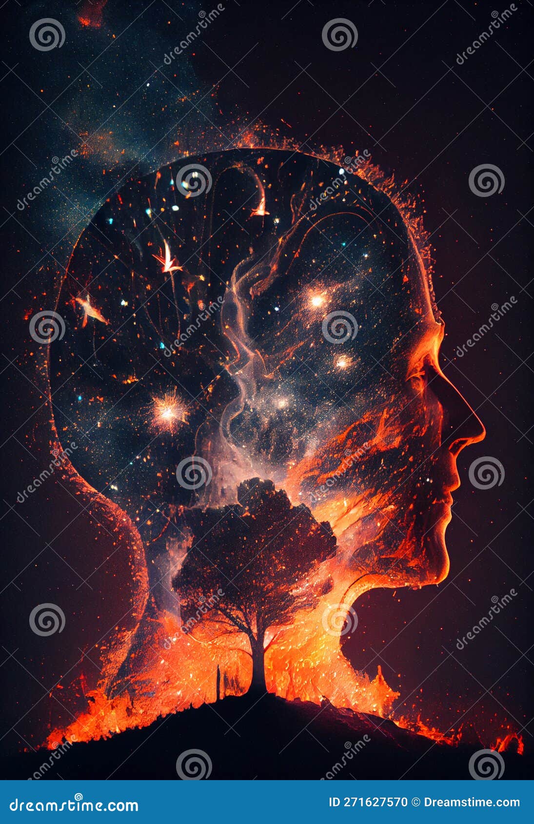 The Human Mind on Fire. AI Generated Stock Photo - Image of ideas ...