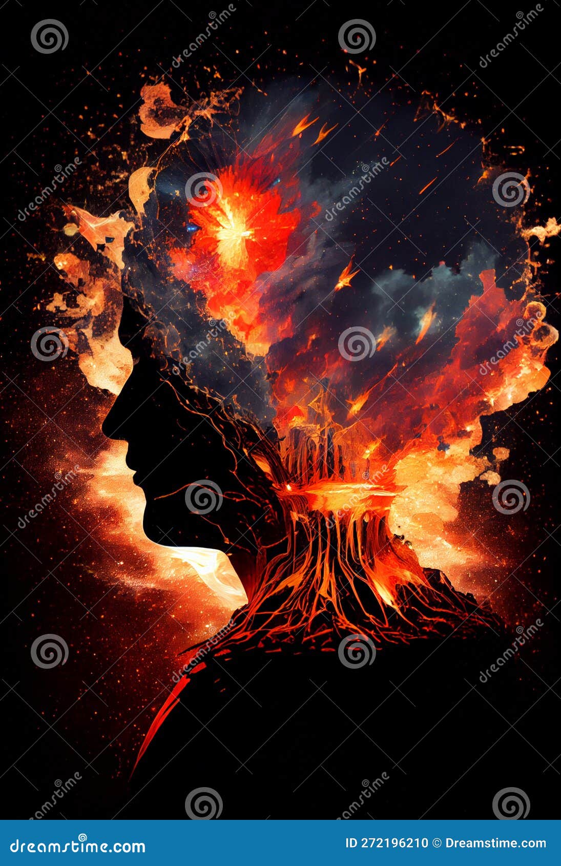 The Human Mind on Fire. AI Generated Stock Illustration - Illustration ...