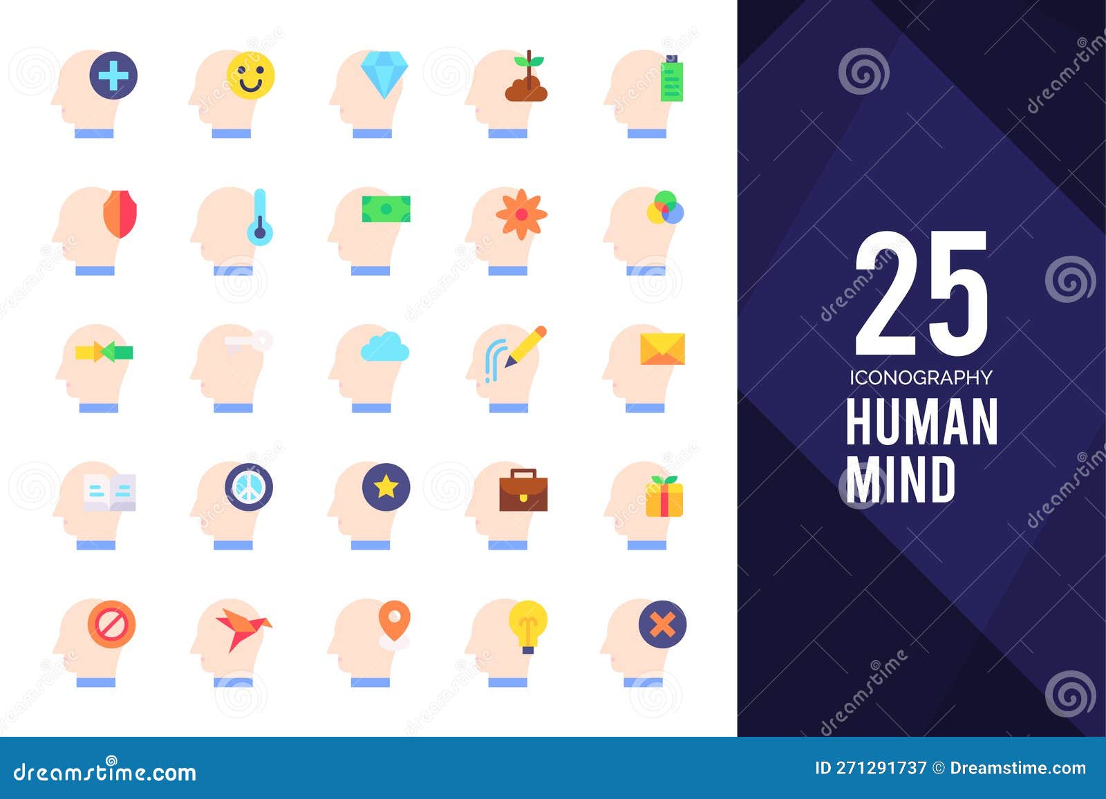 25 Human Mind Flat Icon Pack. Vector Illustration Stock Vector ...