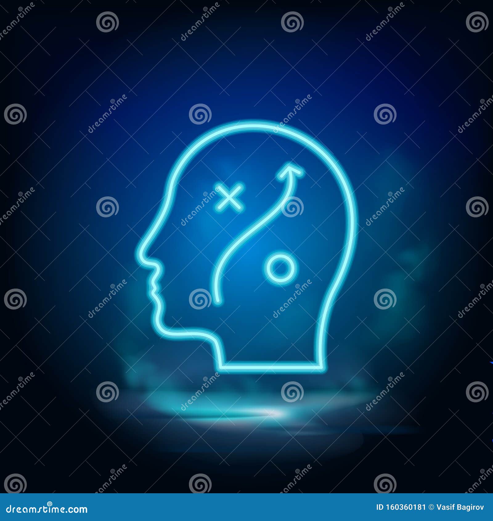 Human Mind, Head, Planning Neon Icon. Blue Neon, Business Neon Ico ...