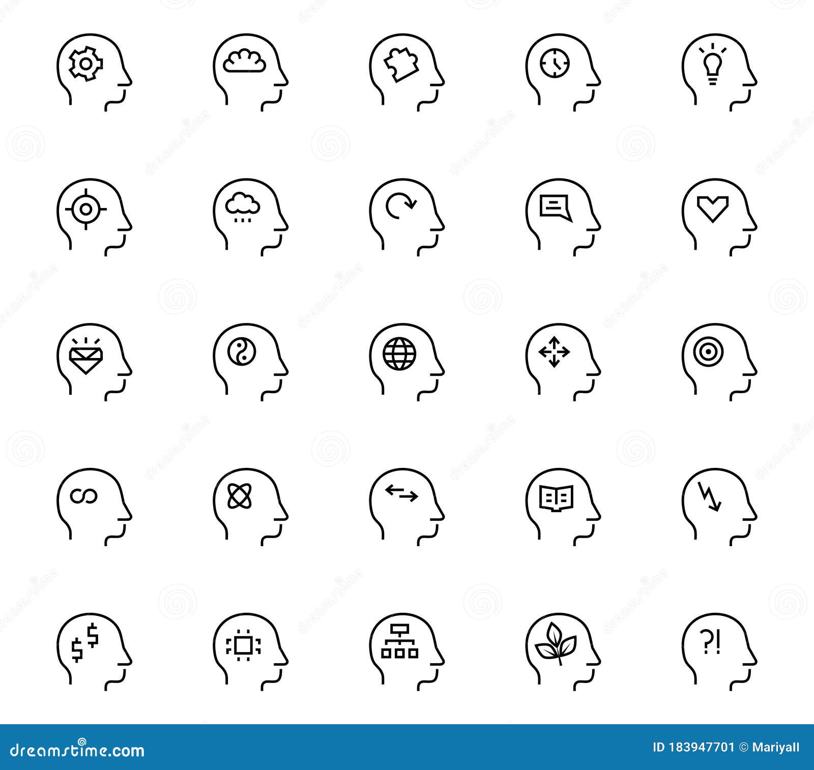 Human Mind Icon in Thin Line Style. Vector Symbols Stock Vector ...