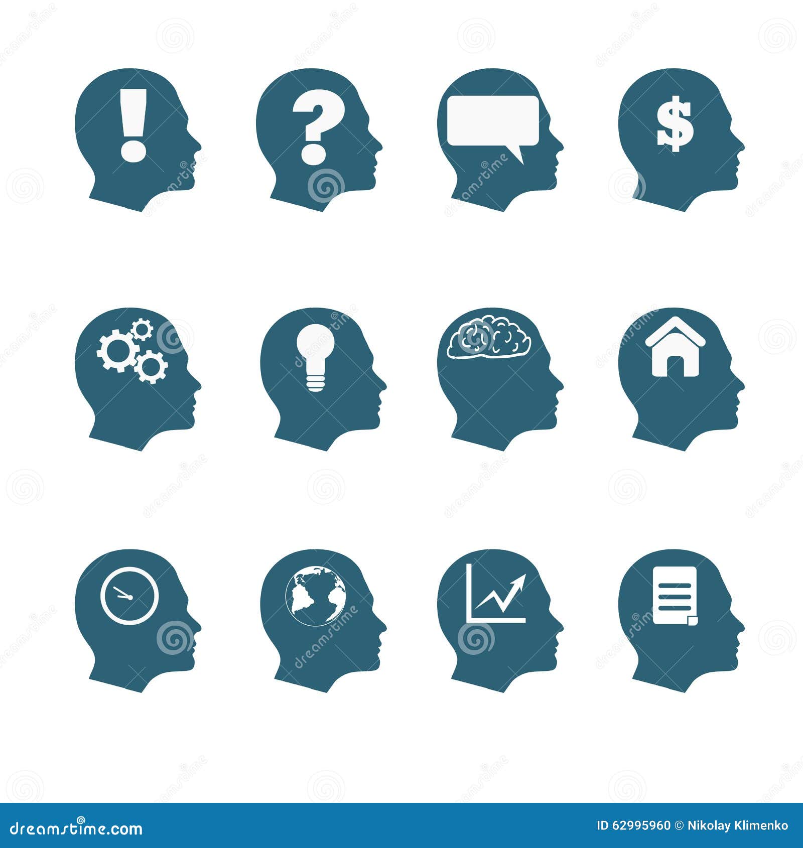 Human Mind Icons Style Flat Design Eps 10 Stock Vector - Illustration ...