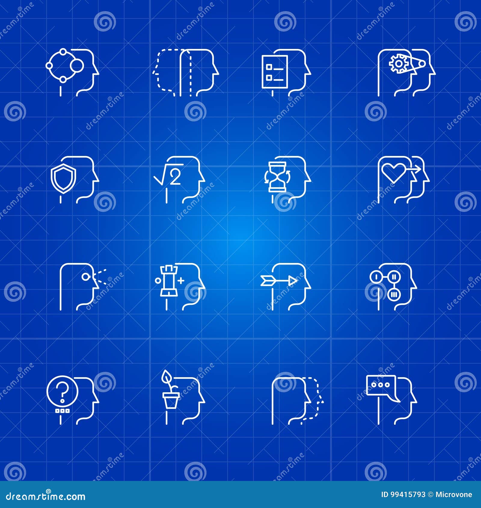 Human Mind Processes Icons Set Stock Vector - Illustration of brain ...