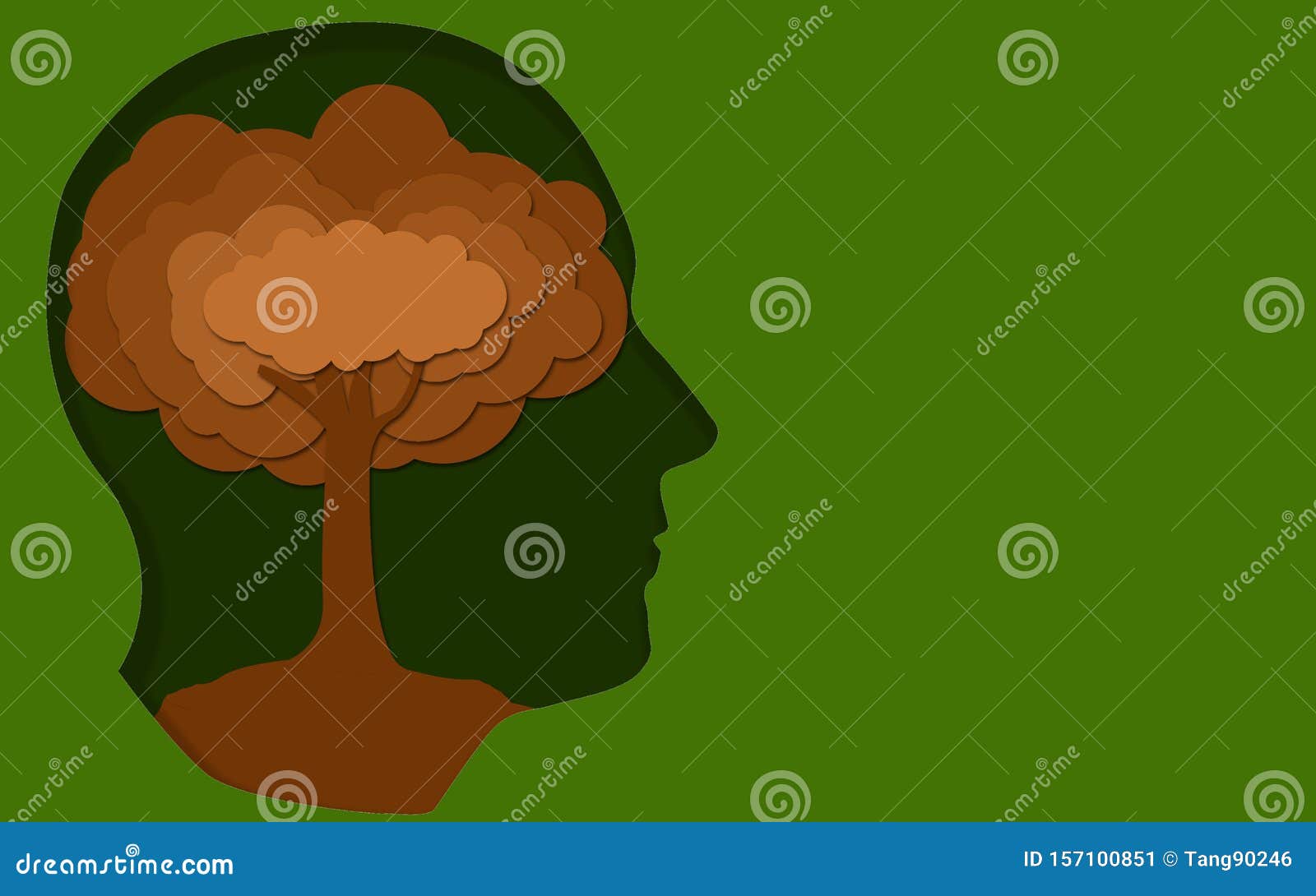 Human Mind with Tree in Green Background Stock Illustration ...
