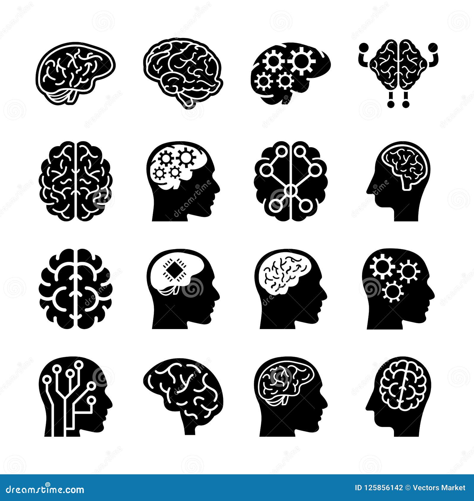Human minds icons stock illustration. Illustration of human - 125856142