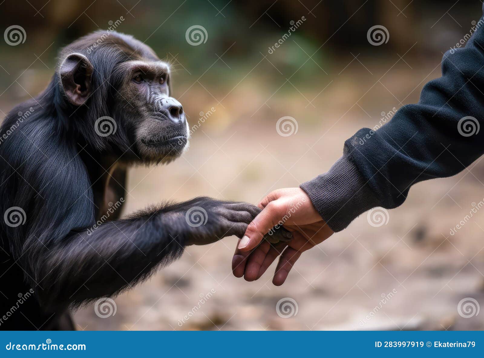 A Human and a Monkey Shaking Hands. Created with Generative AI Stock ...