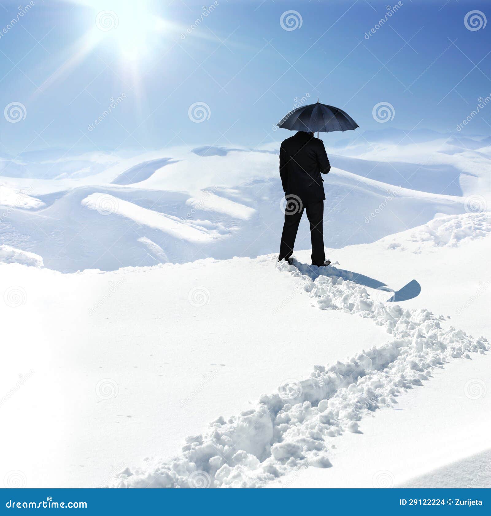 Human on Mountain, Snow, Walk Stock Photo - Image of back, field: 29122224