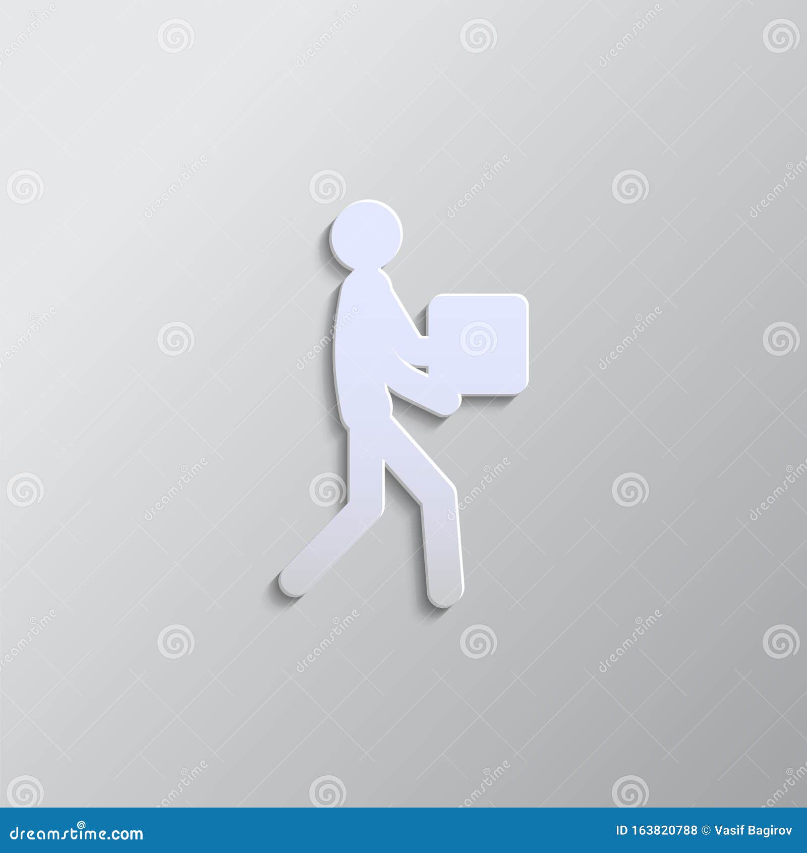 Human, Move Box Paper Style Icon. Grey Color Vector Background Stock ...