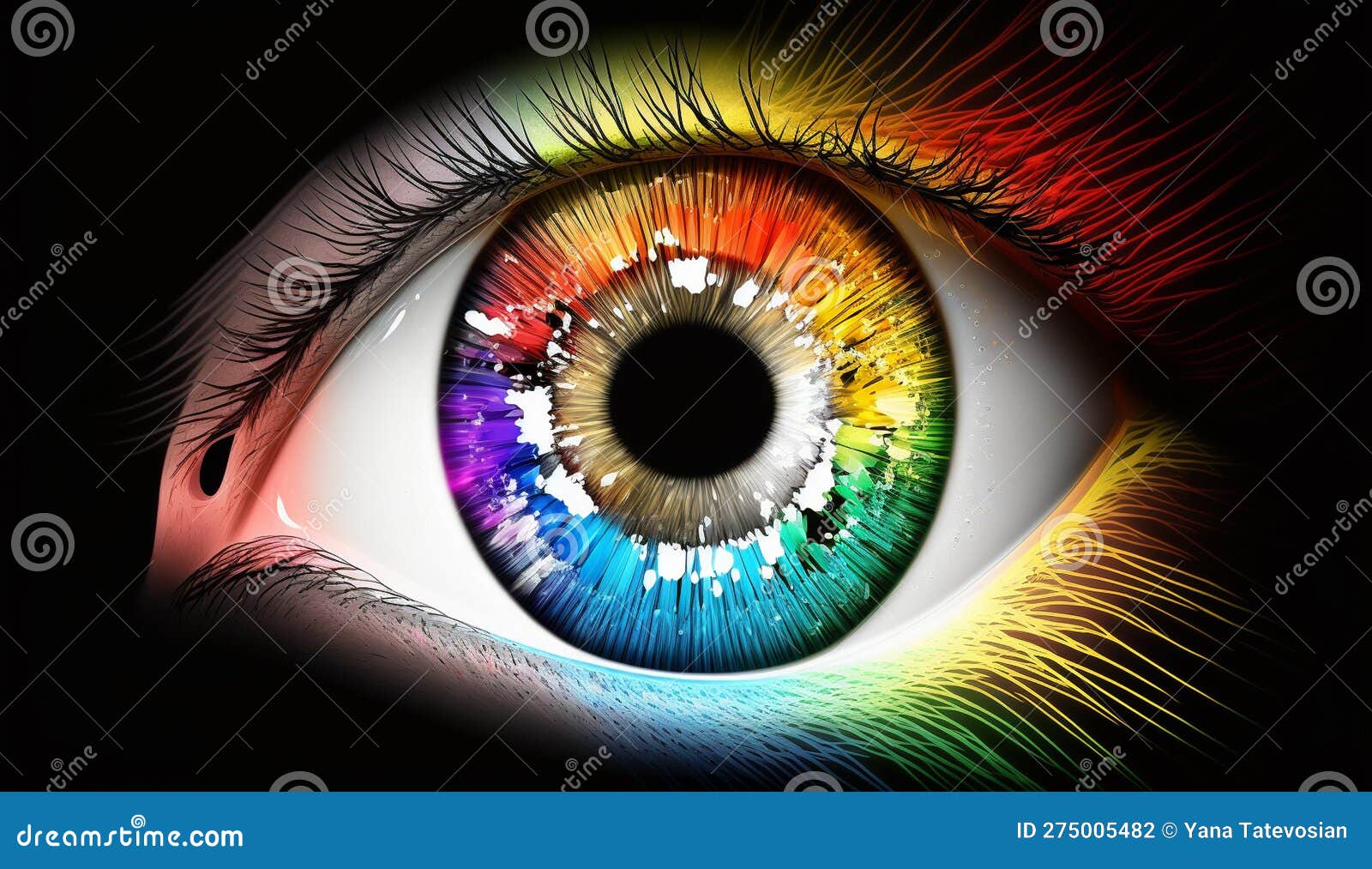 Human Multicolored Iris Animation Eye Concept. Generative AI, Stock ...