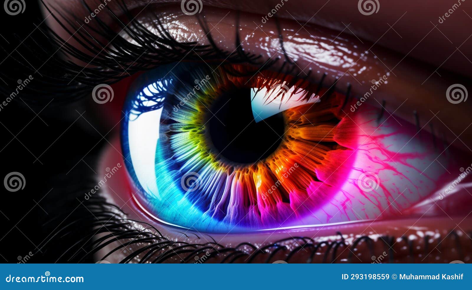 Human Multicolored Iris of the Eye Animation Concept. Stock ...