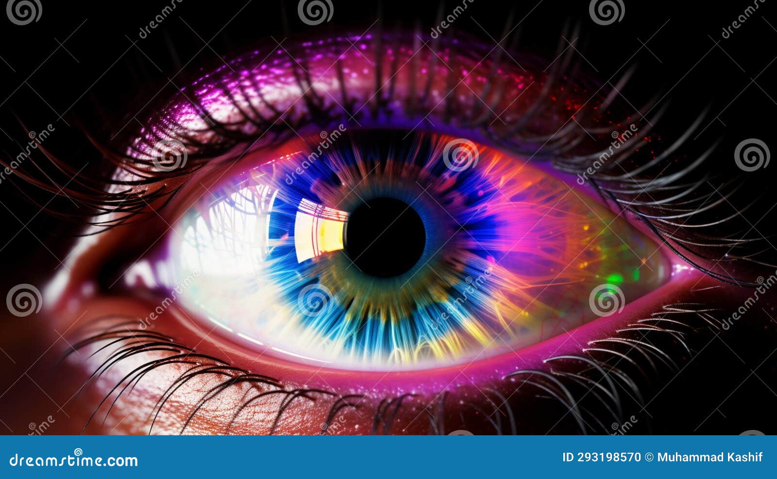 Human Multicolored Iris of the Eye Animation Concept Stock Illustration ...
