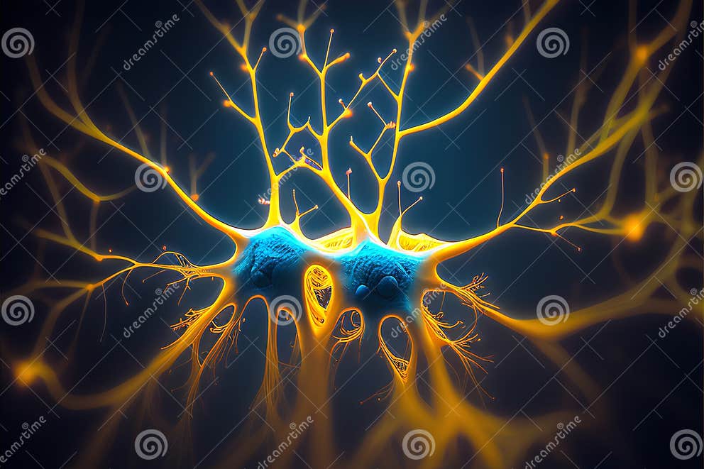 Human Nerve Cell. 3D Illustration of Human Nerve Cell with Neurons ...
