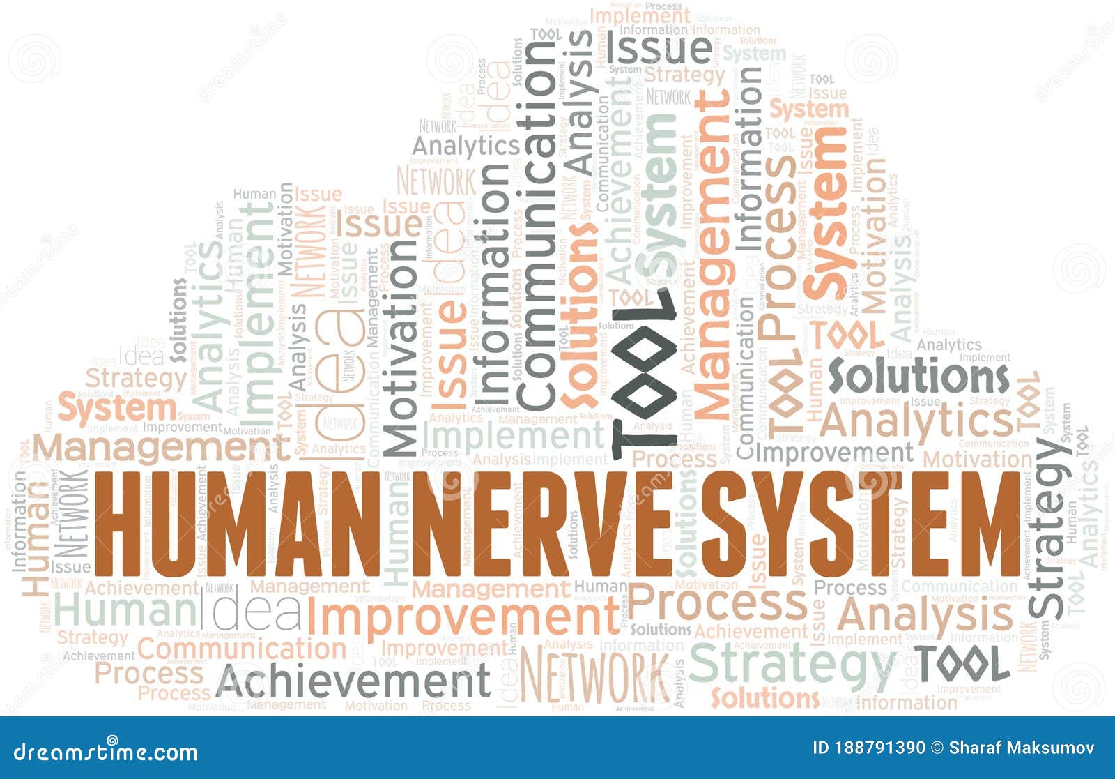 Human Nerve System Typography Vector Word Cloud. Stock Vector ...