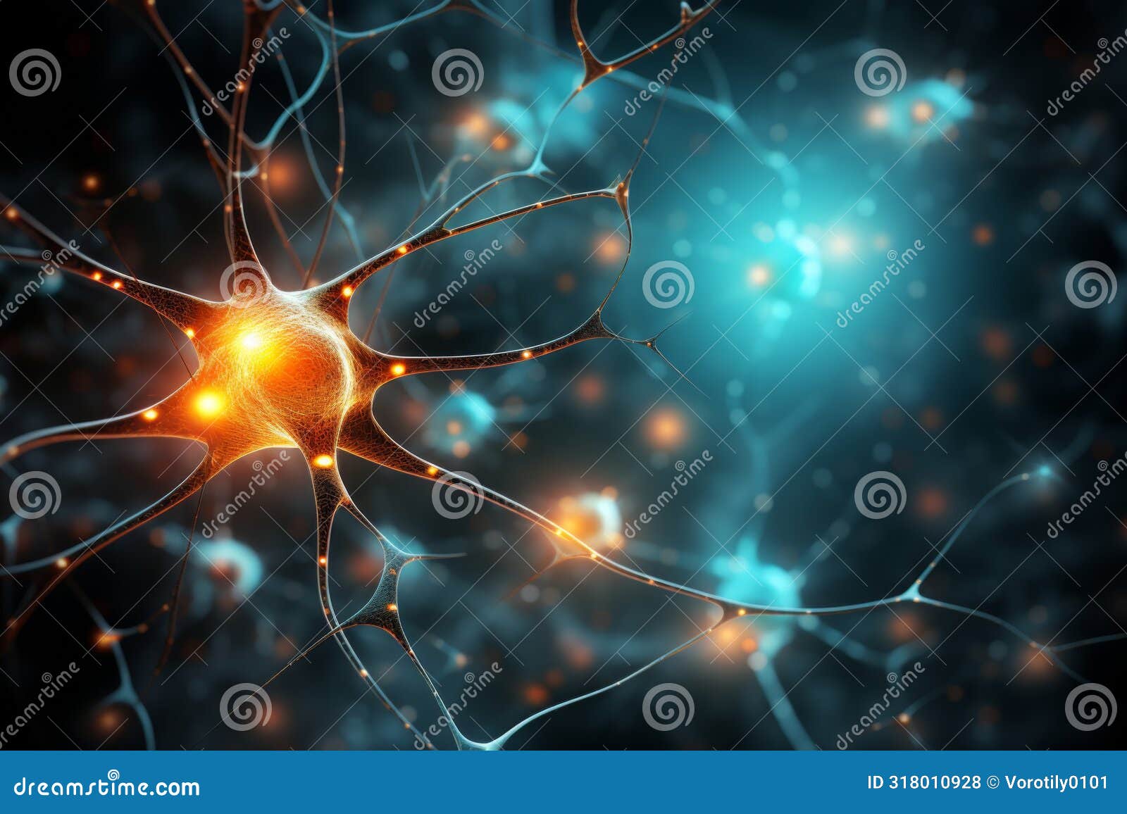 Human Nervous System Background. Neuron Cell in Human Brain Stock ...