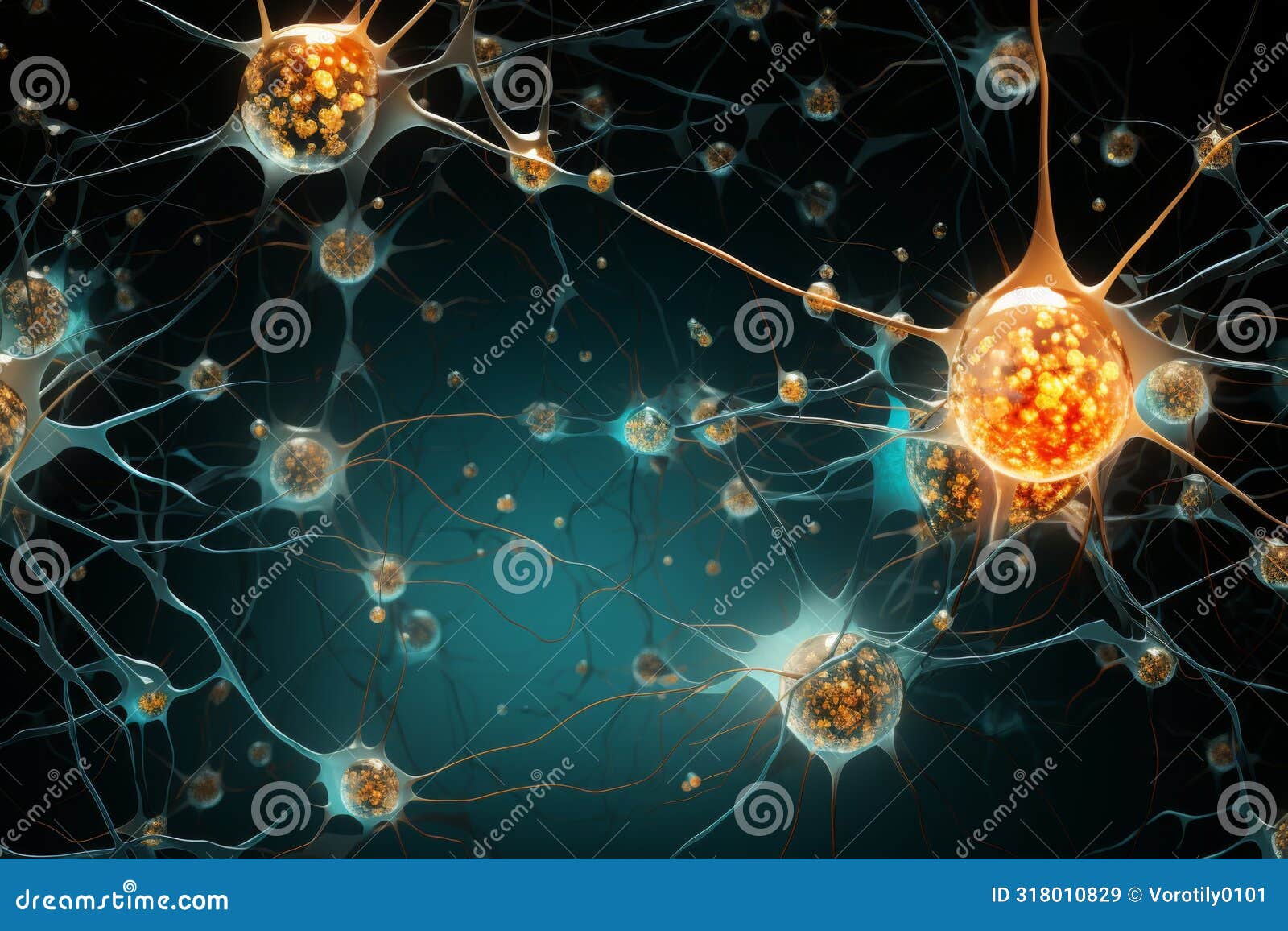 Human Nervous System Background. Neuron Cell in Human Brain Stock ...