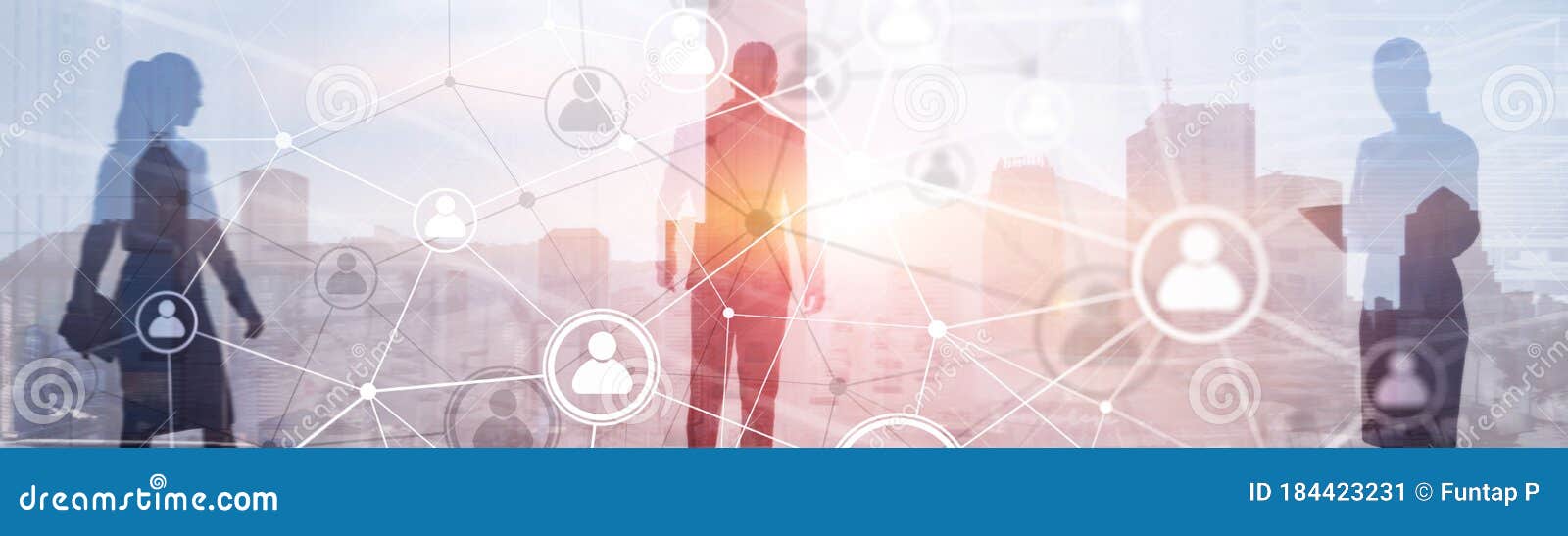 Human Network Map or People Connection. Panoramic Banner 2020. Stock ...