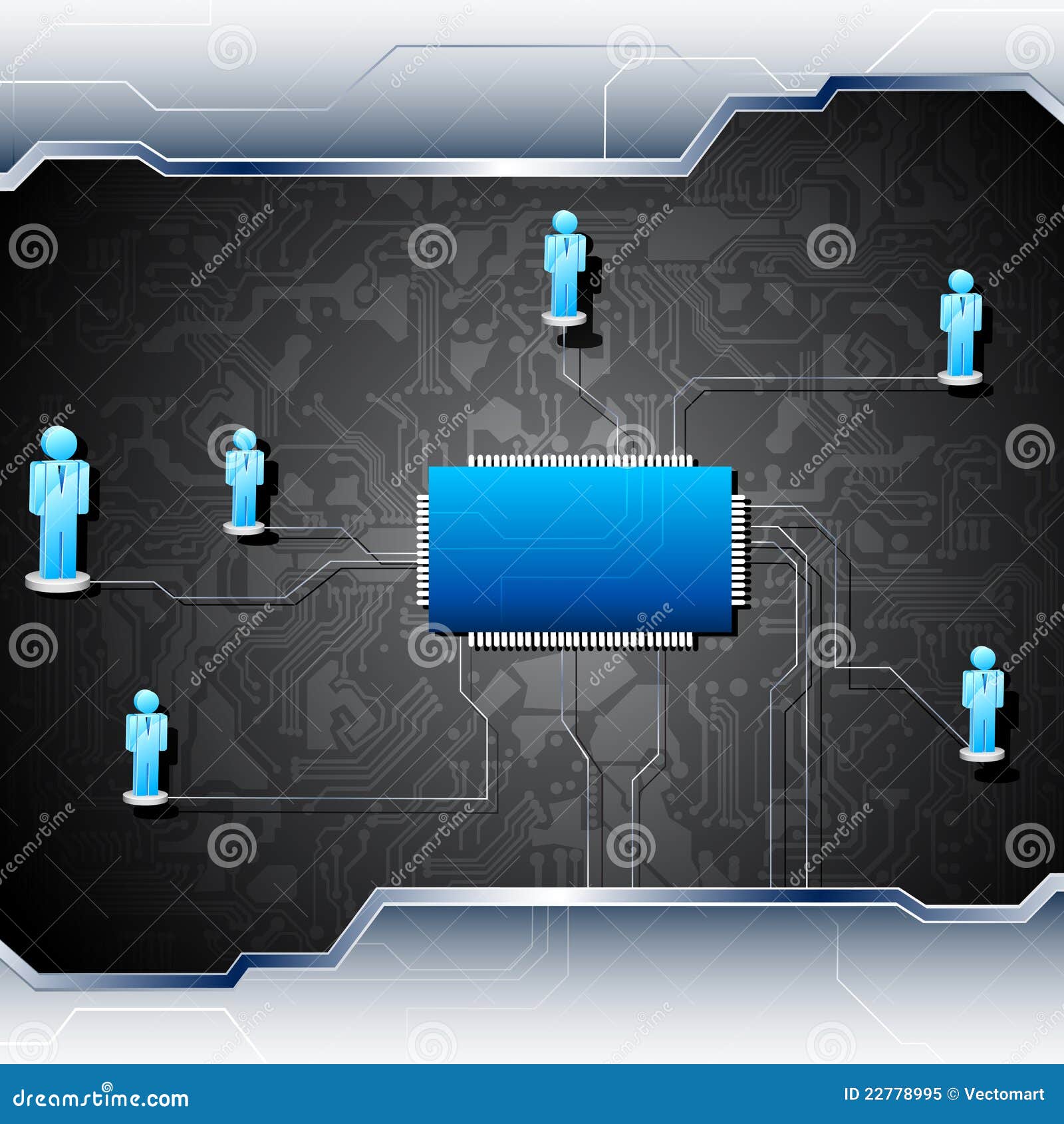 Human Networking on Motherboard Stock Vector - Illustration of ...