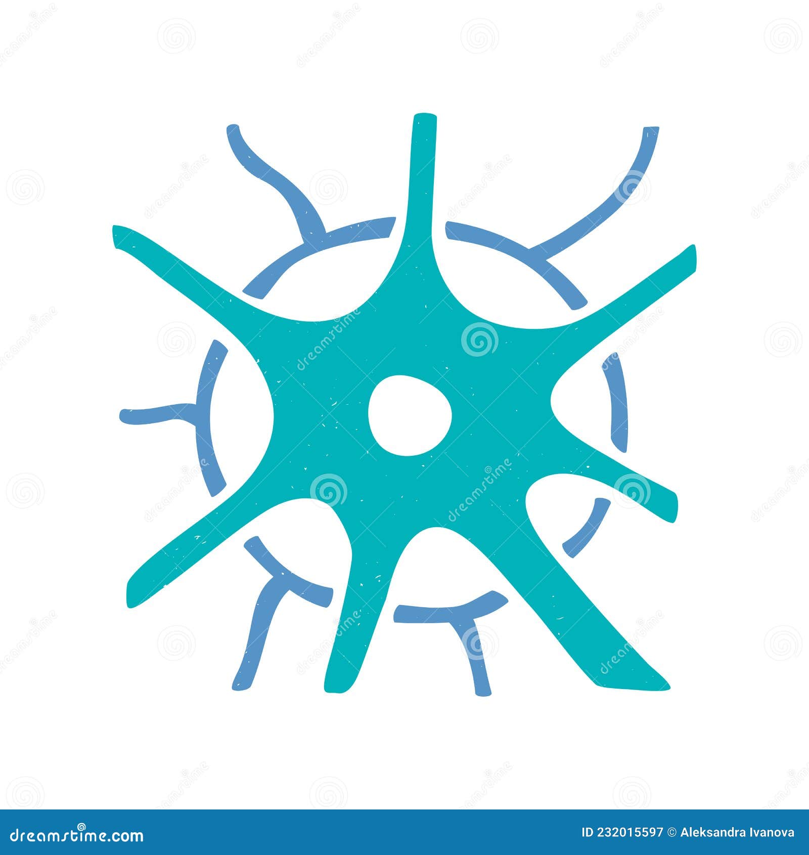 Human Neuron Flat Hand Drawn Icon. Nervous System Symbol Stock ...