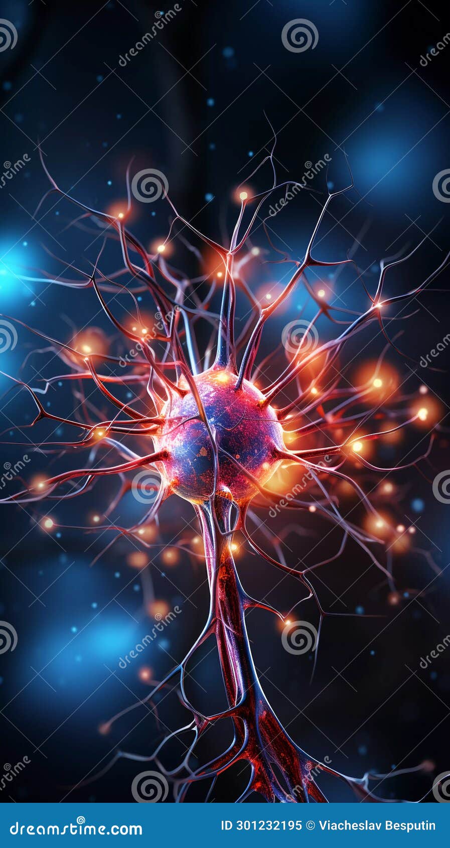 Human Neurons. Brain Activity Stock Illustration - Illustration of ...