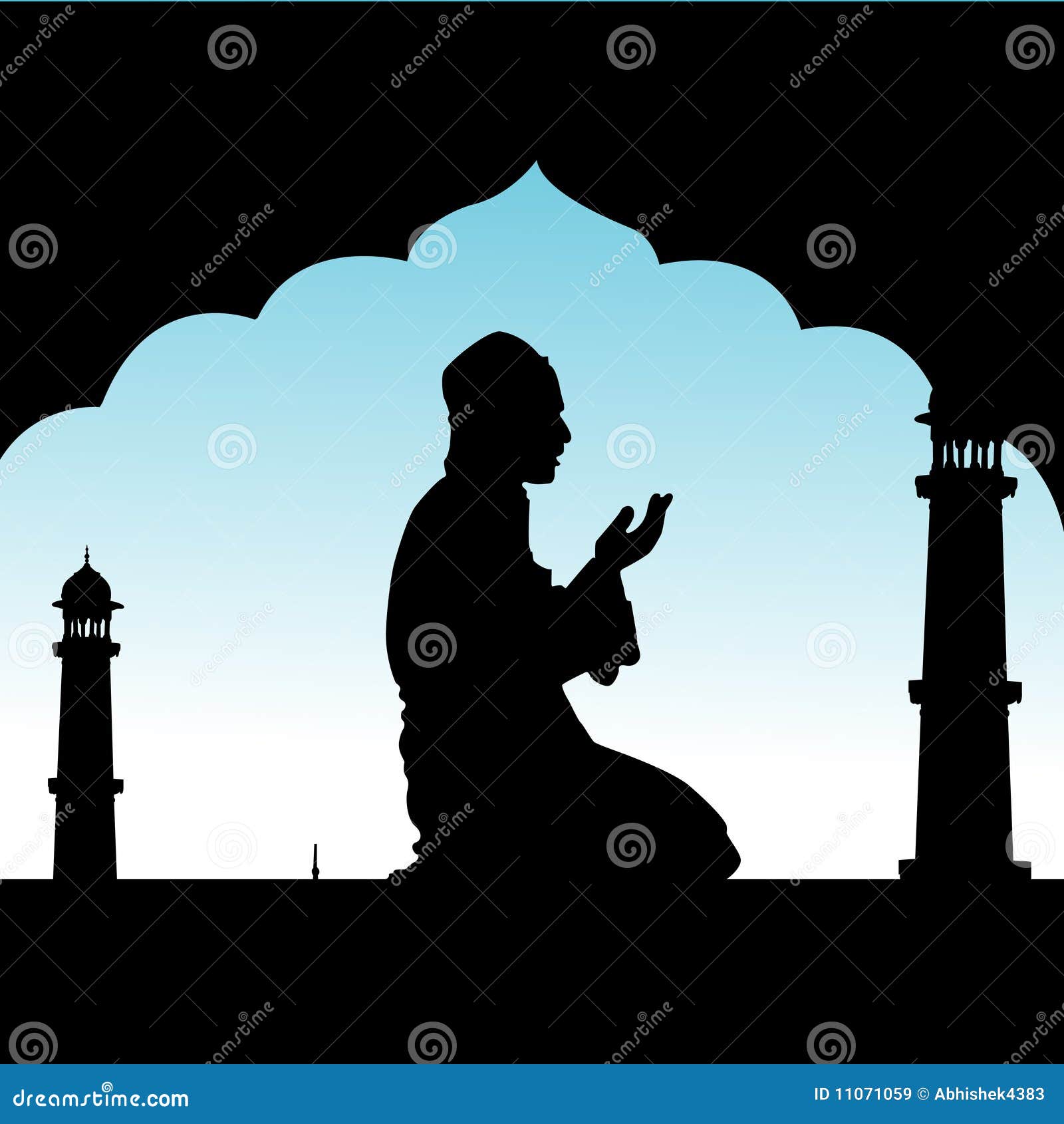 Human offering prayers stock illustration. Illustration of ramzan ...