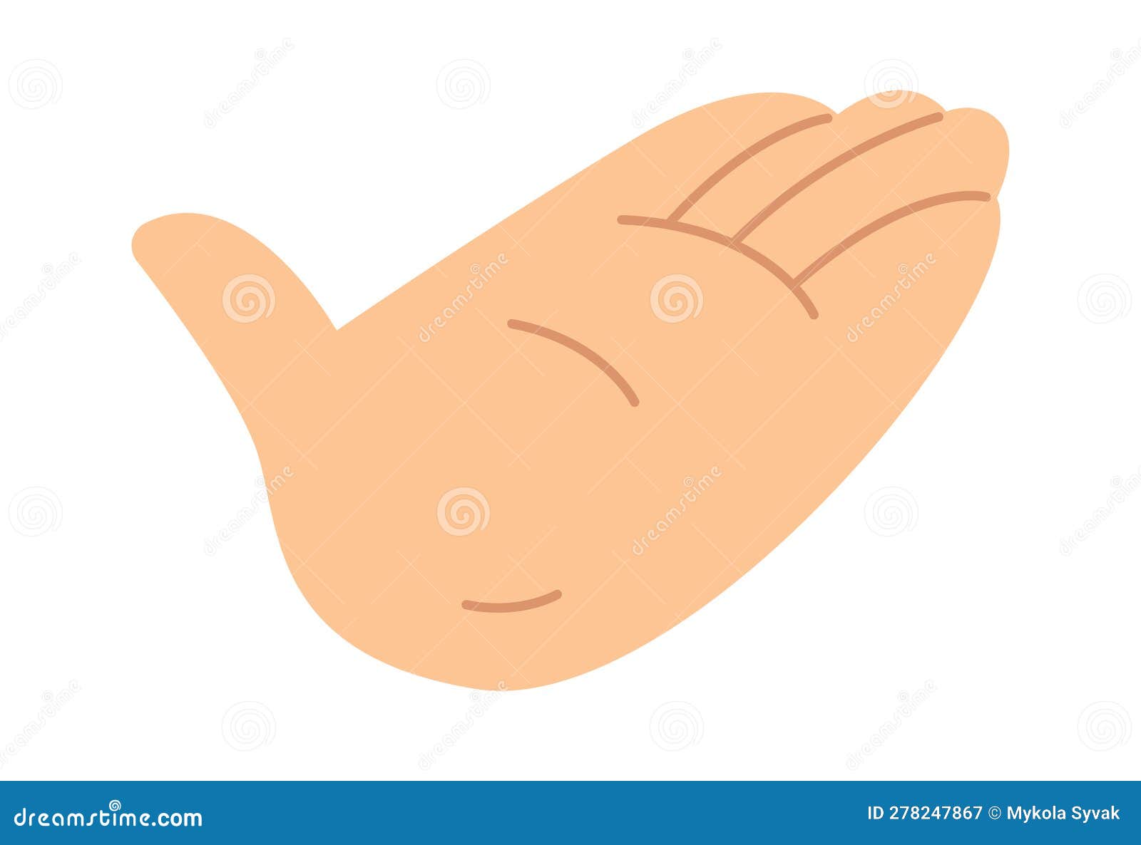 Opened Palm Of The Hand Is Lifted Up Isolated On White Background, Five ...