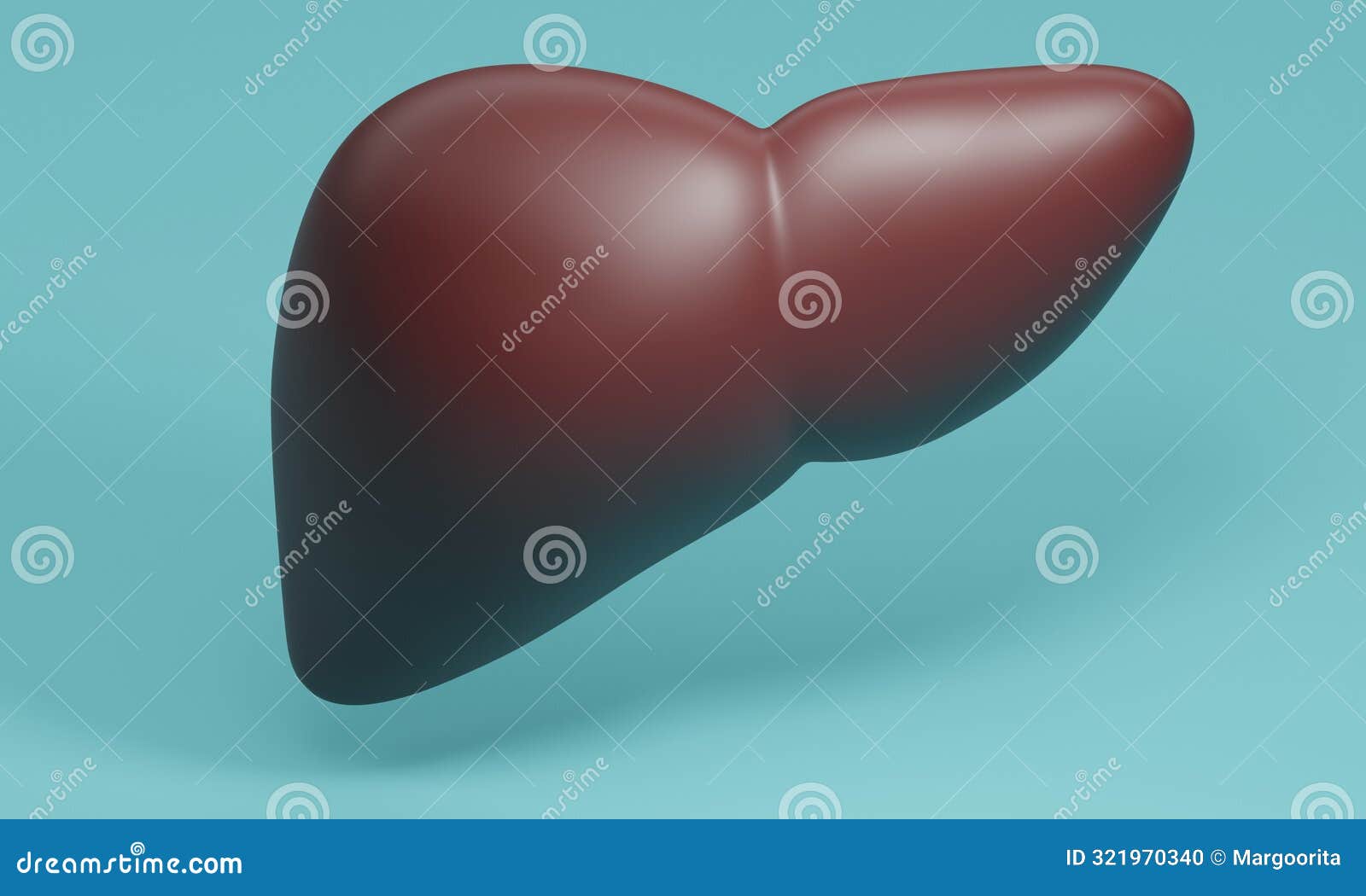 Human Organ Liver on Blue Background. 3d Rendering Stock Illustration ...