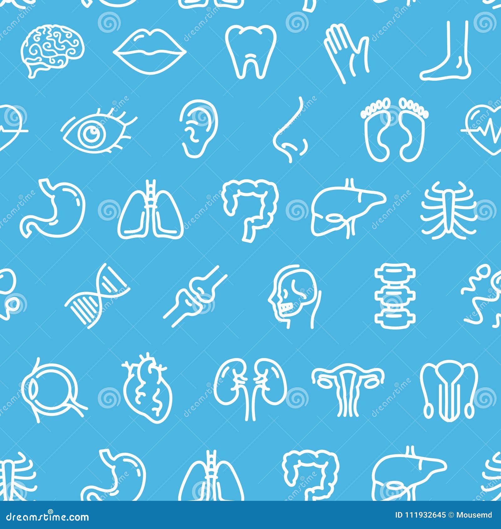 Human Organs Signs Seamless Pattern Background. Vector Stock Vector ...