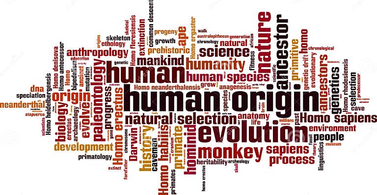 Human origin word cloud stock vector. Illustration of evolutionary ...