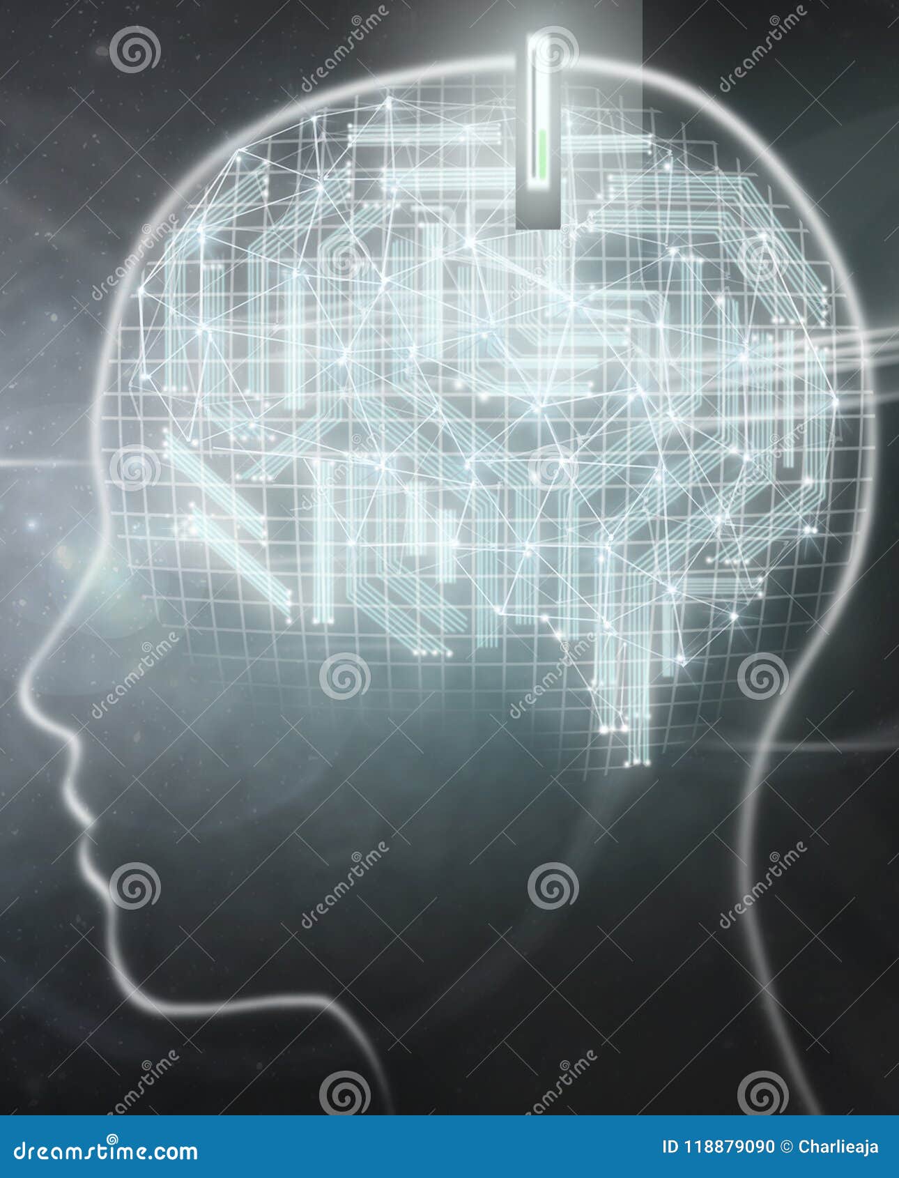 Telepathic Human Shows Glowing Neural Pathways In Zen Garden Royalty ...