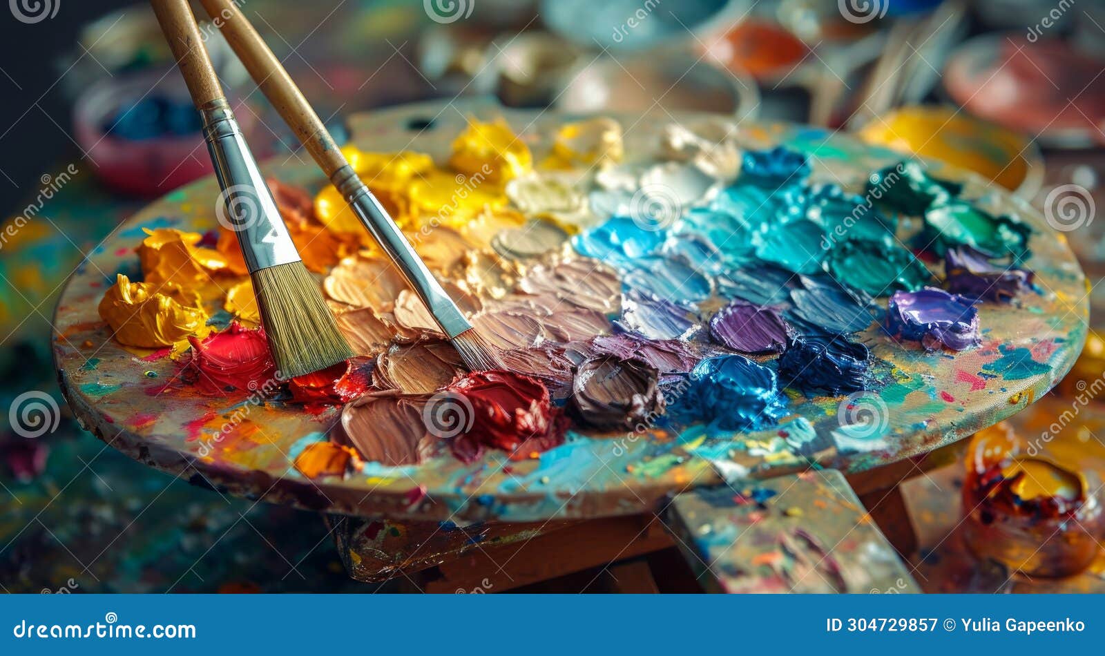 Human Painting with Colored Paints on a Palette Stock Image - Image of ...