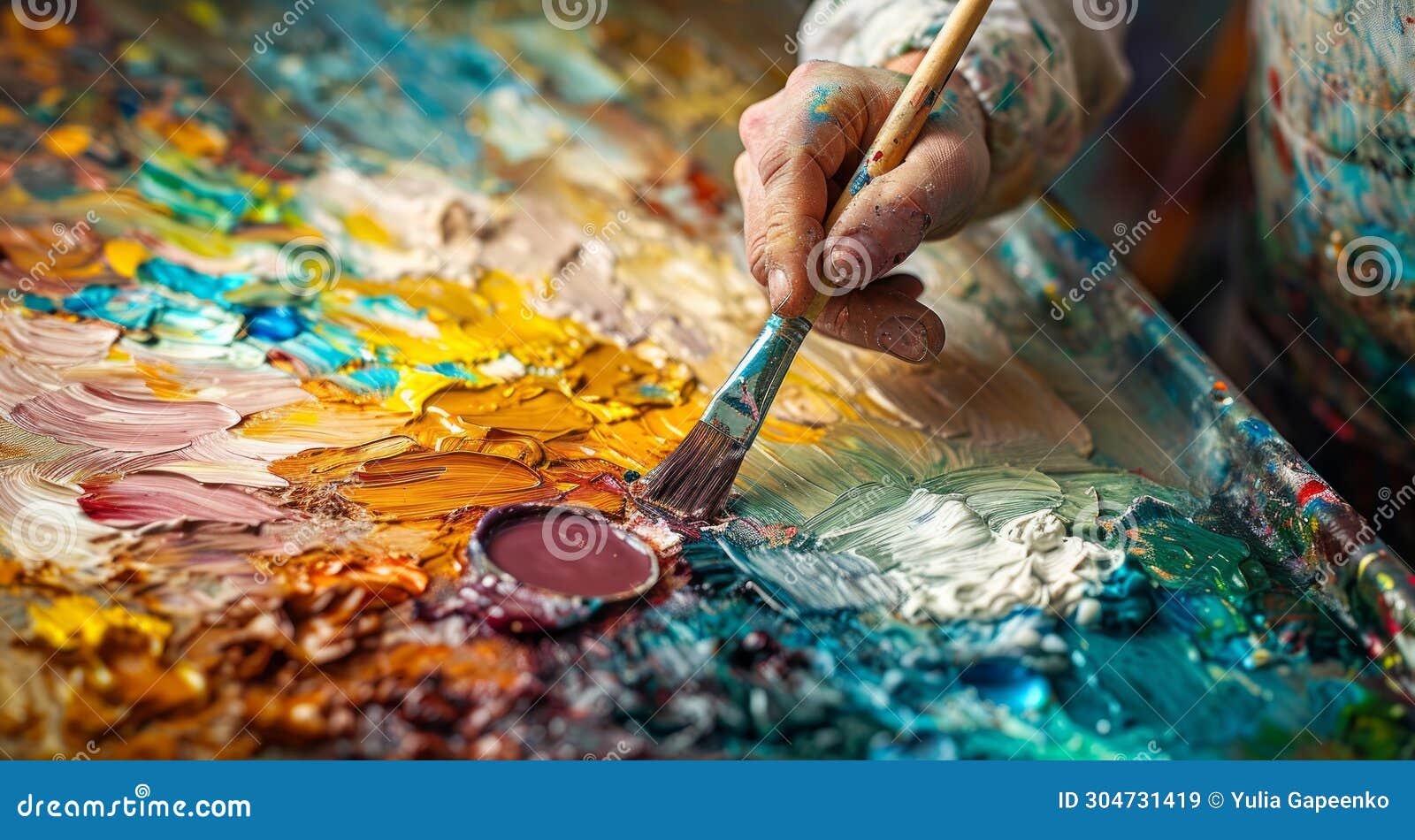 Human Painting with Colored Paints on a Palette Stock Image - Image of ...