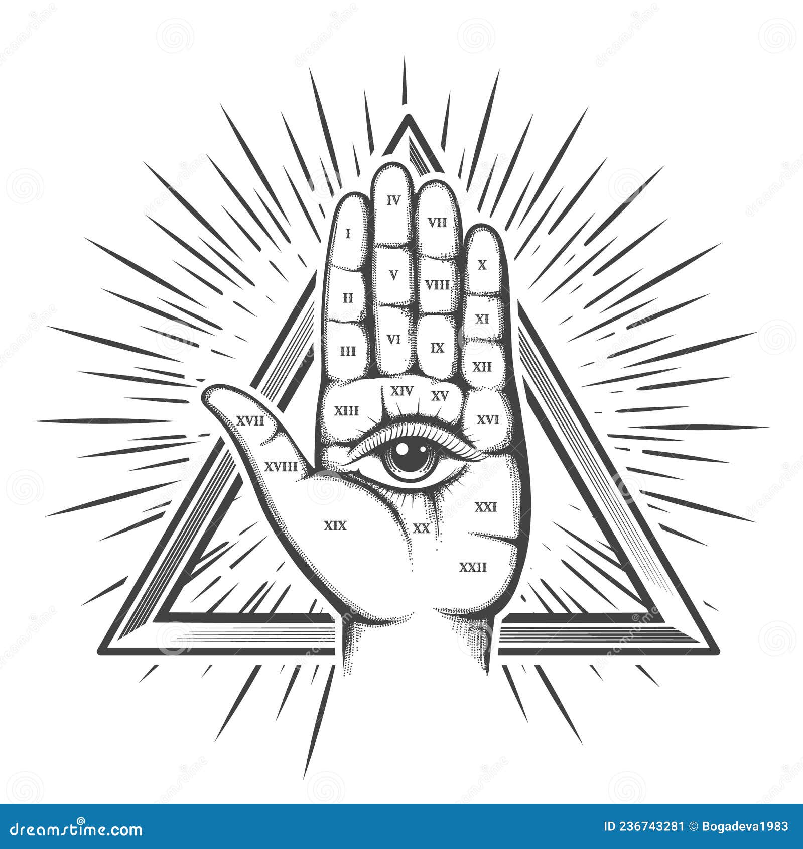 Human Palm with All Seeing Eye of Providence Esoteric Tattoo Stock ...
