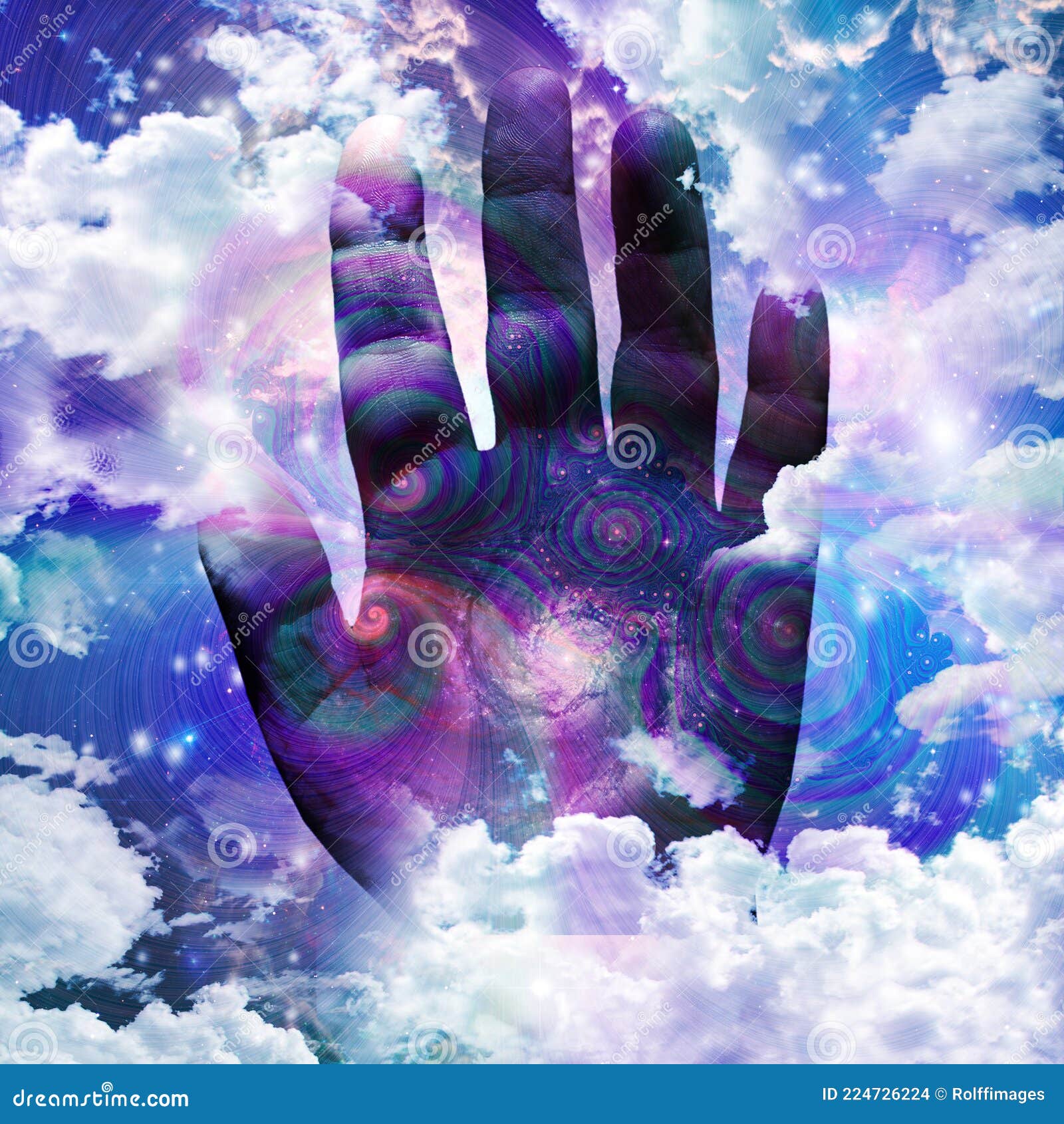 Human Palm and Galaxy stock illustration. Illustration of galaxy ...