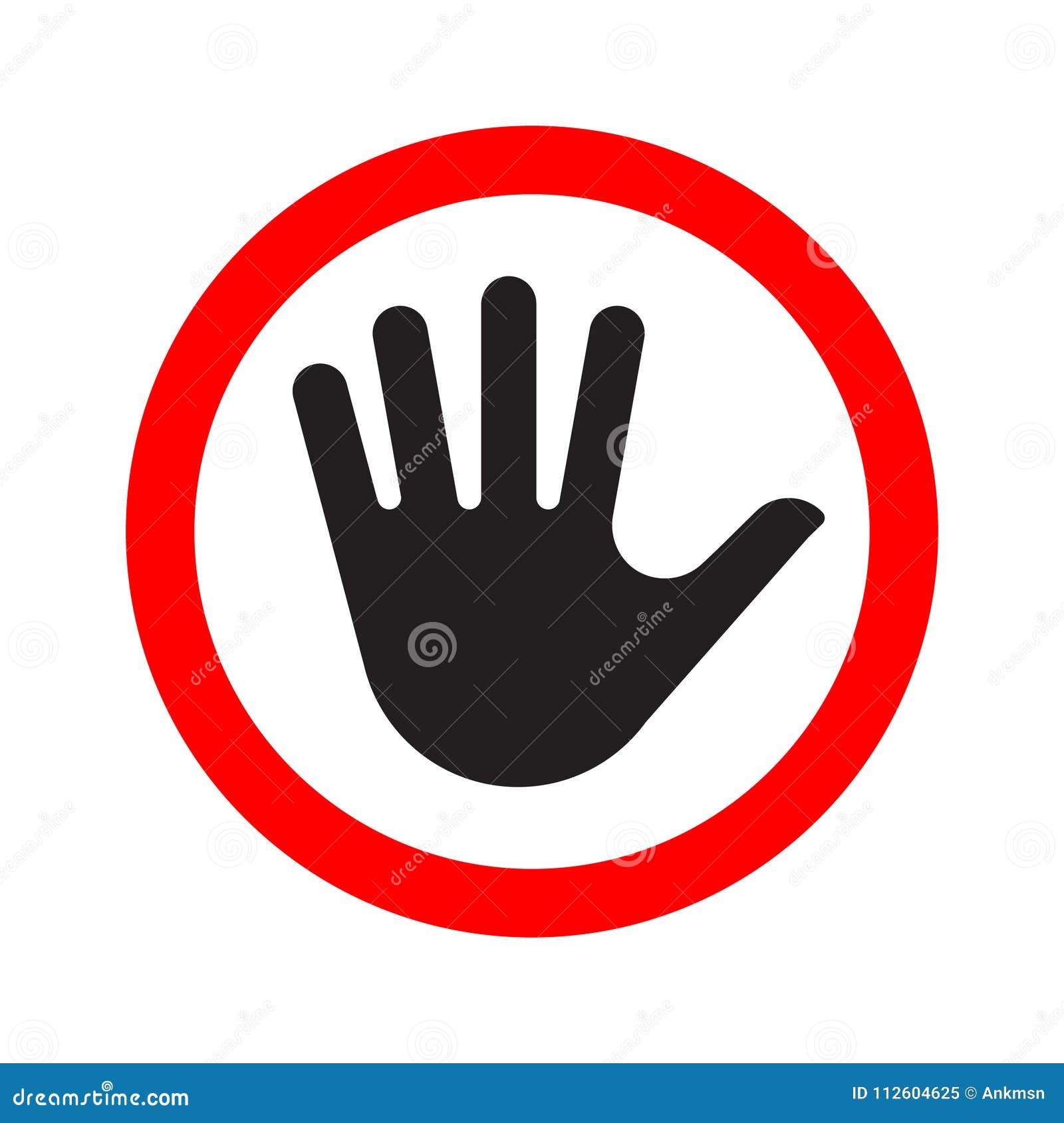 Human palm stop sign icon stock vector. Illustration of label - 112604625
