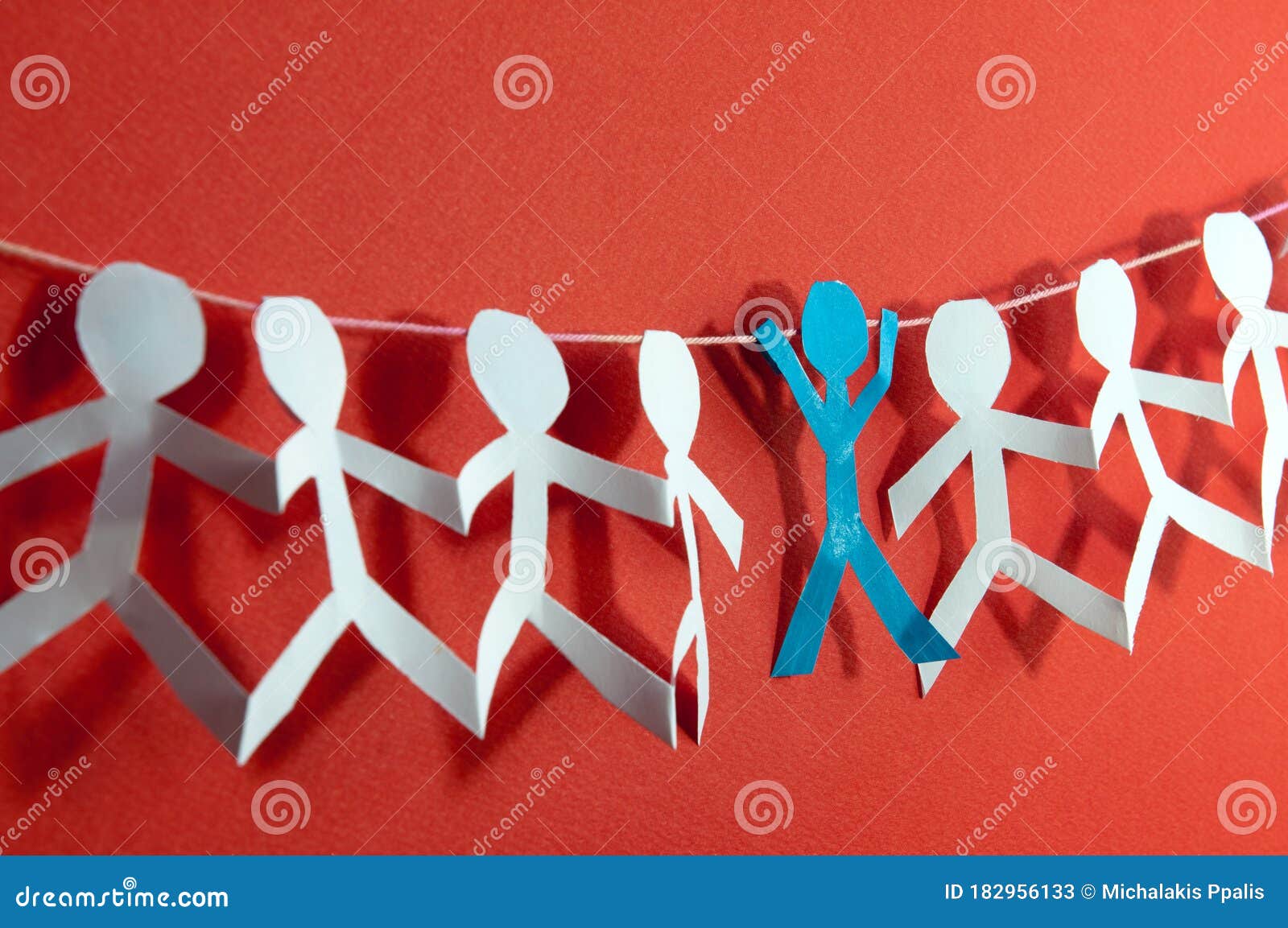 Human Paper Cut Figures in a Row. Diversity and Teamwork Concept Stock ...