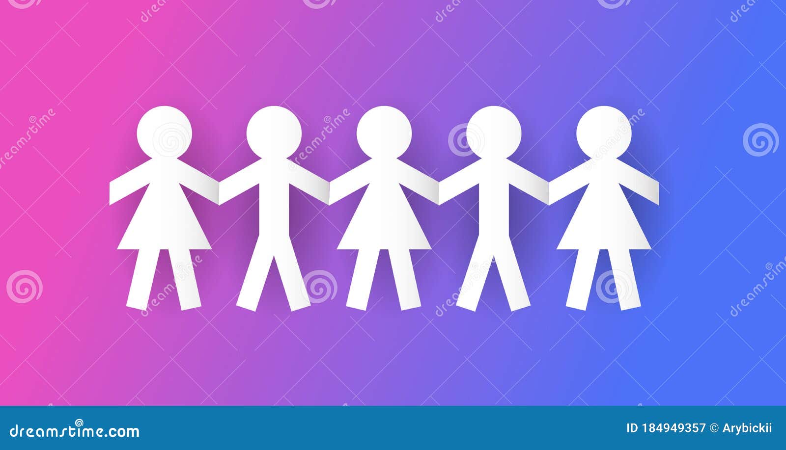 Human Paper Cut Figures in a Row. Vector Stock Vector - Illustration of ...