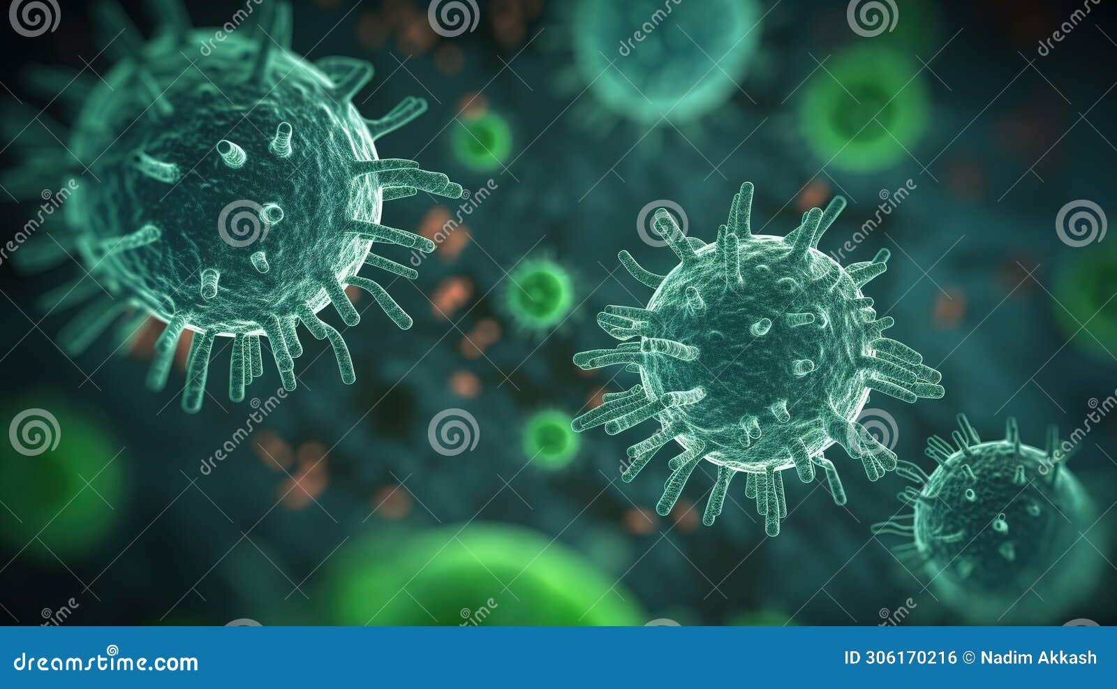 Human Pathogenic Virus and Bacterias Under Microscope. Viral Dis Stock ...