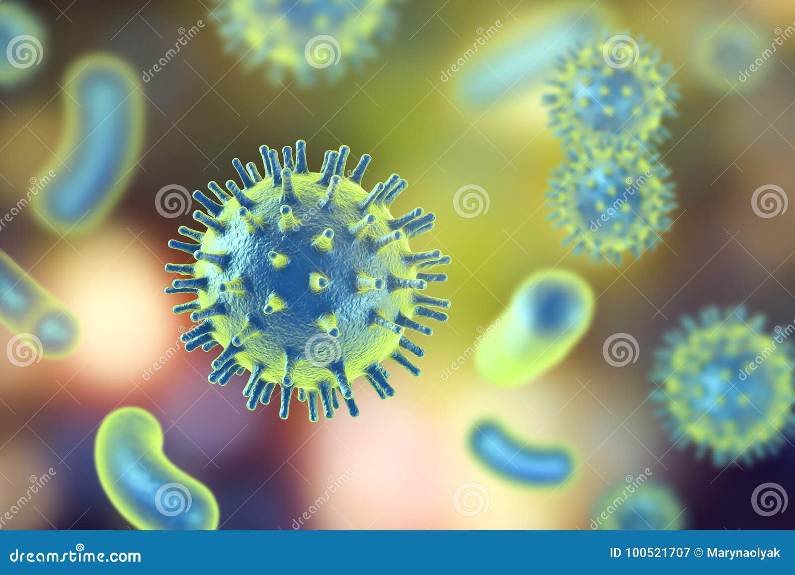 Human Pathogenic Viruses and Bacteria Stock Illustration - Illustration ...