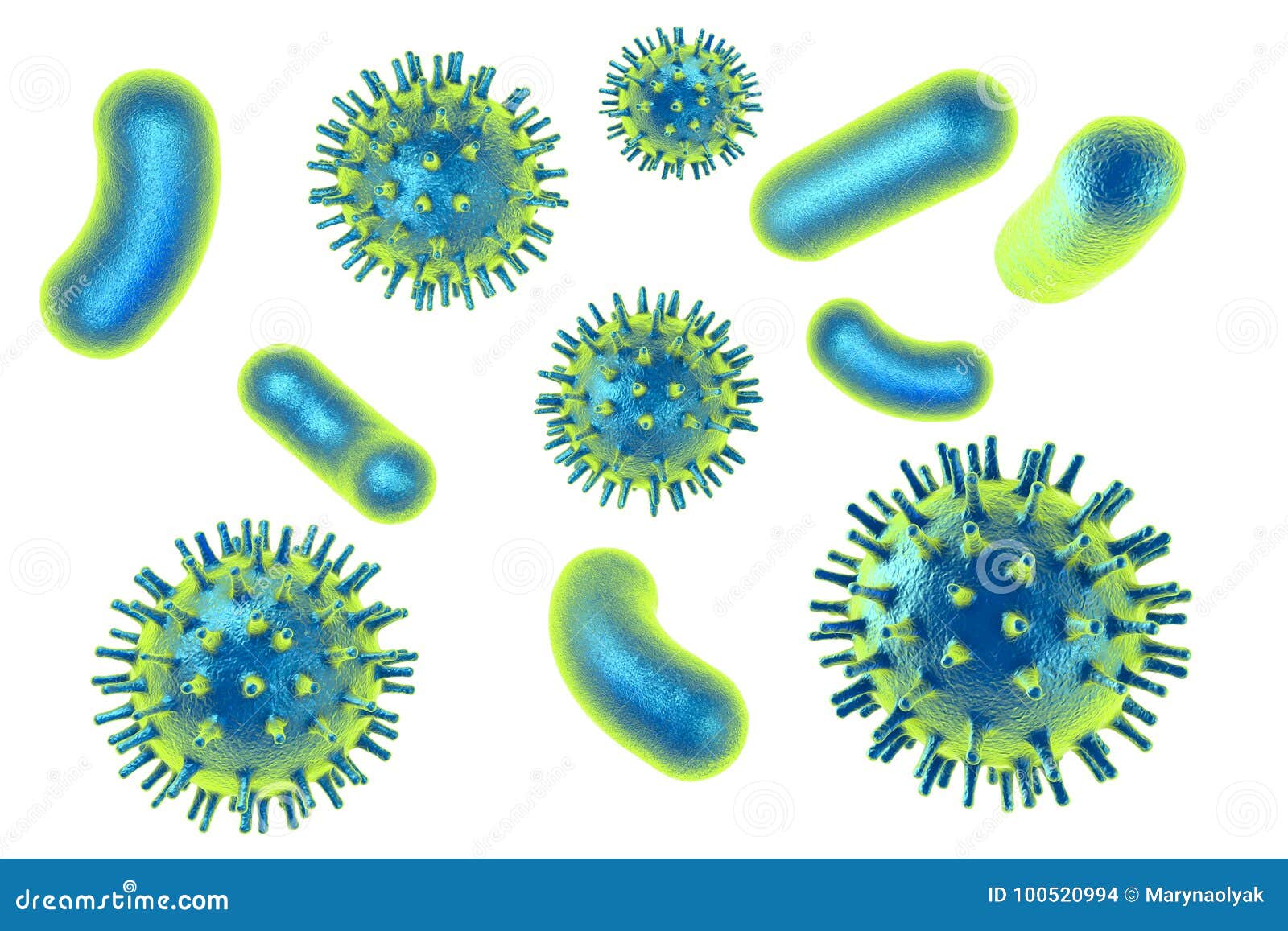 Human Pathogenic Viruses and Bacteria Stock Illustration - Illustration ...