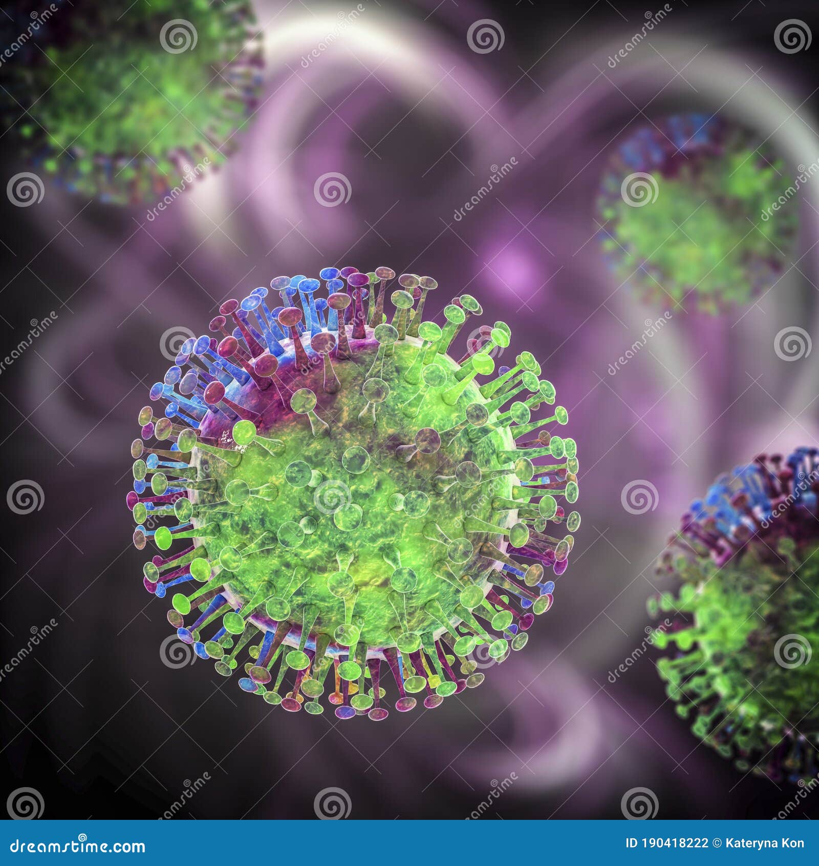 Human Pathogenic Virus And Bacterias Under Microscope. Viral Dis ...