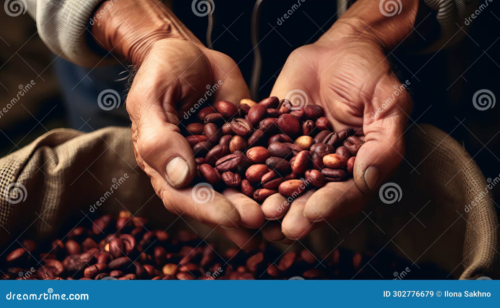A Human Person Hands Holding Coffee Beans Stock Illustration ...