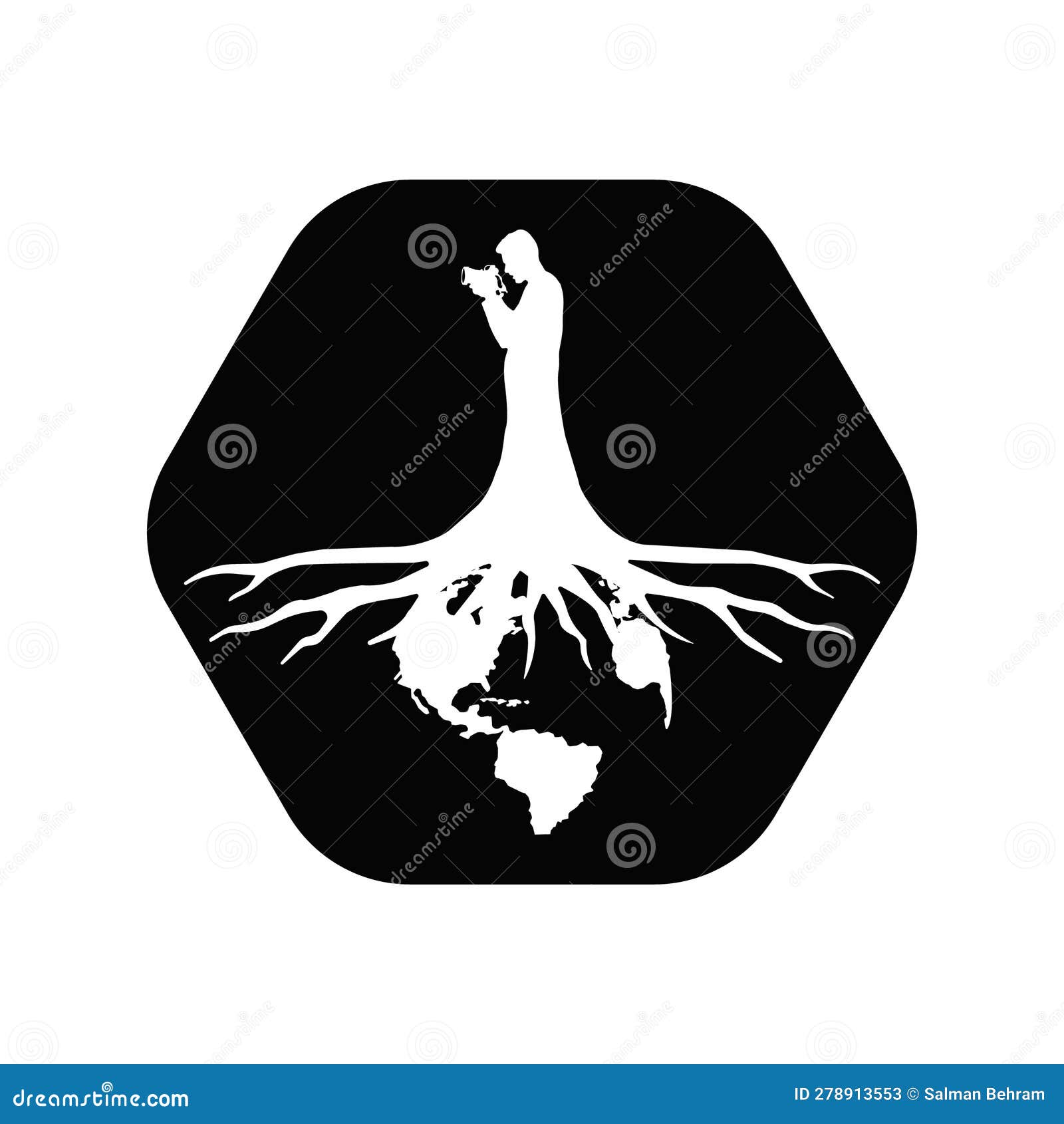 Human Photographer Globe Icon. Black and White Illustration of Human ...