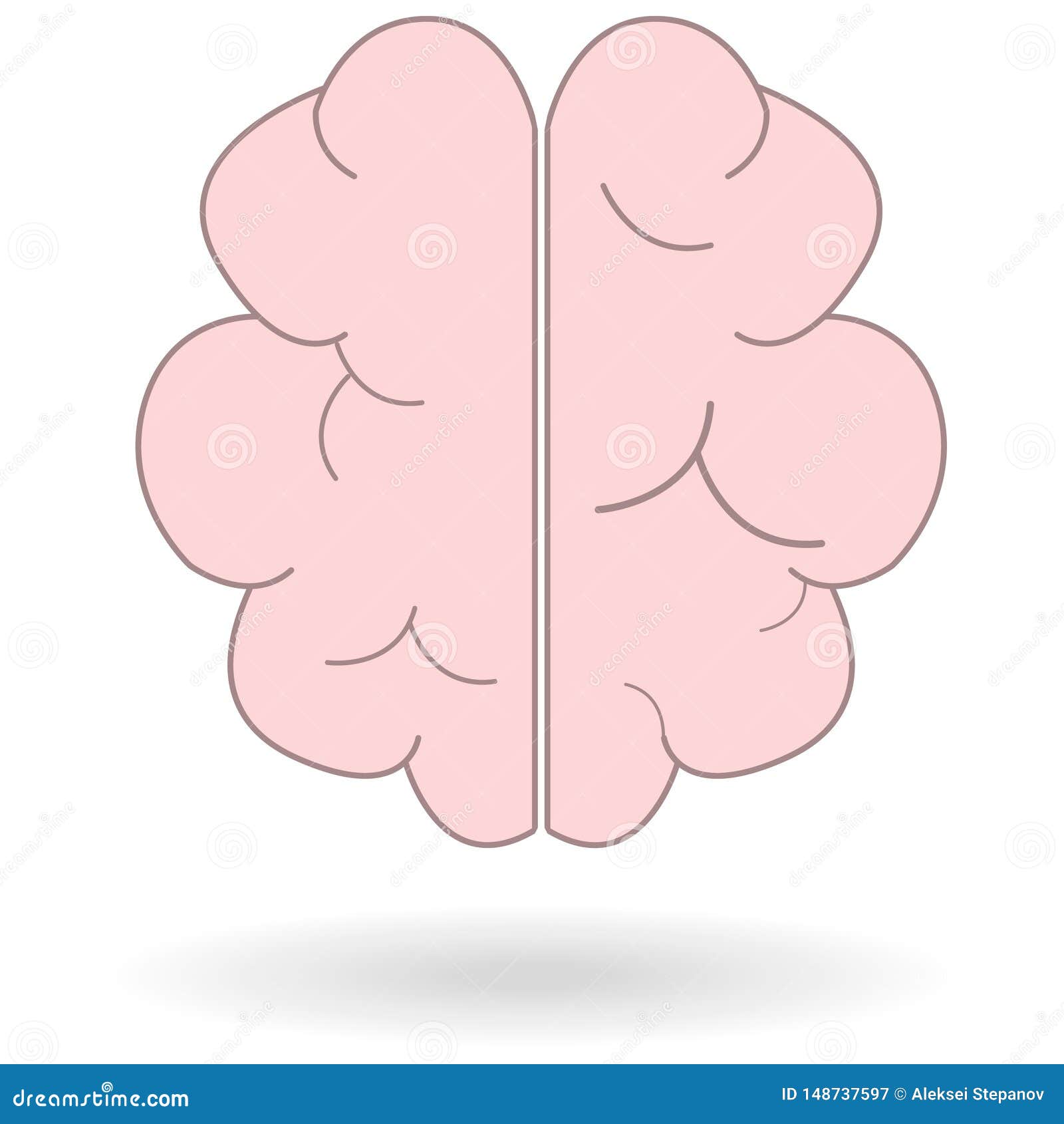 Human Pink Brain Flat Icon with Shadow Stock Illustration ...