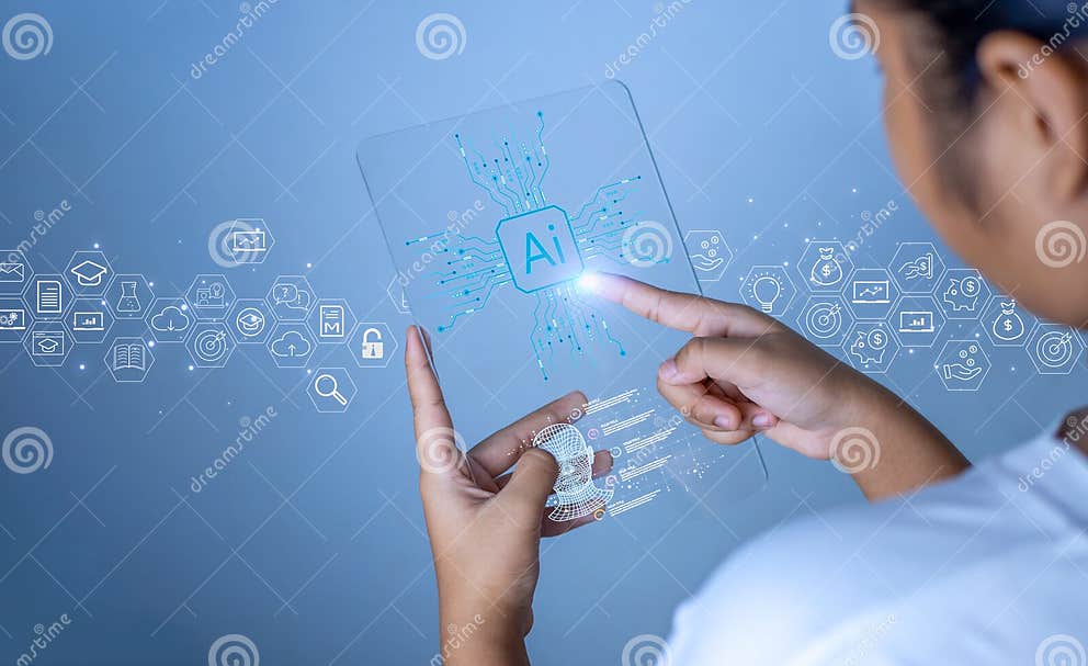 Human Pointing His Finger at the AI Model. Represents the Introduction ...