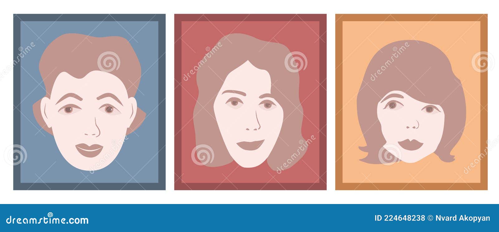 Human Portraits Set. Front View Stock Vector - Illustration of ...