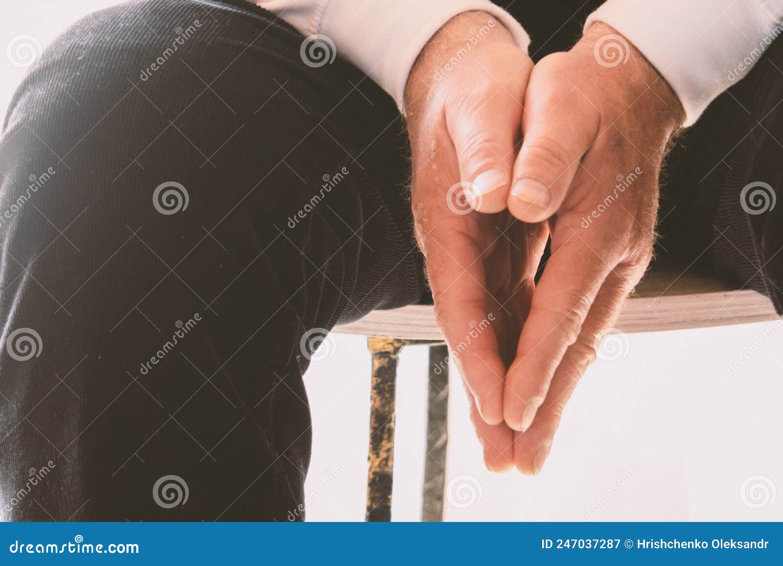Human Pose Palms Folded, Fingers Pointing Down Stock Image - Image of ...