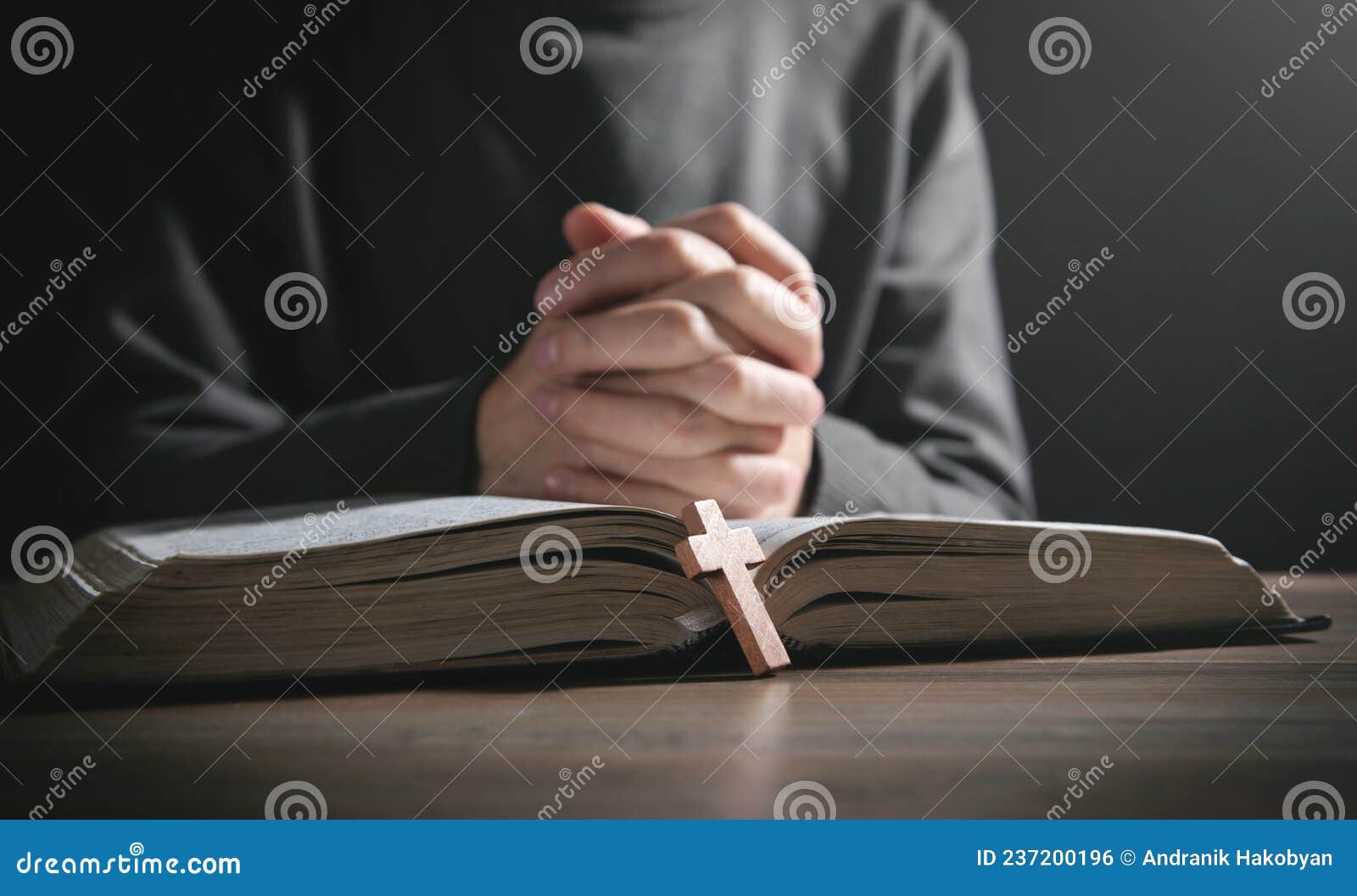 Human Praying with Bible. Religion Stock Photo - Image of spiritual ...