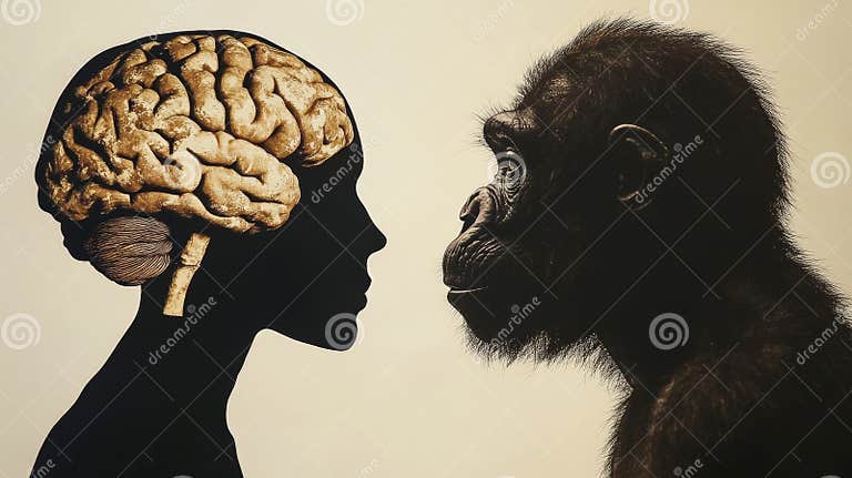 Human and Primate Brain Comparison Silhouette Stock Illustration ...