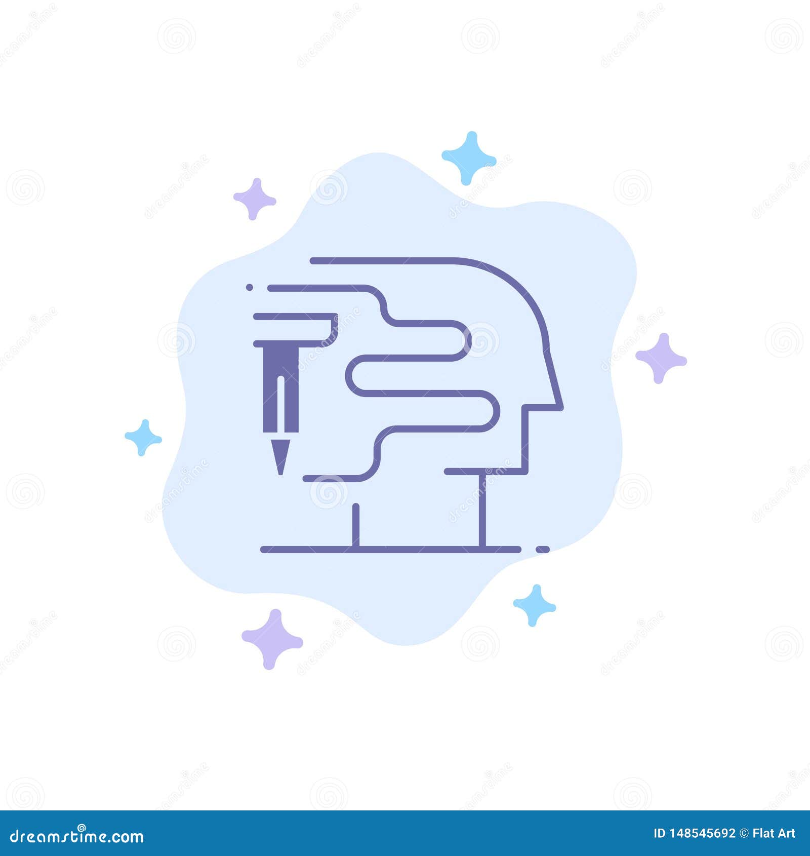 Human, Printing, Big Think Blue Icon on Abstract Cloud Background Stock ...