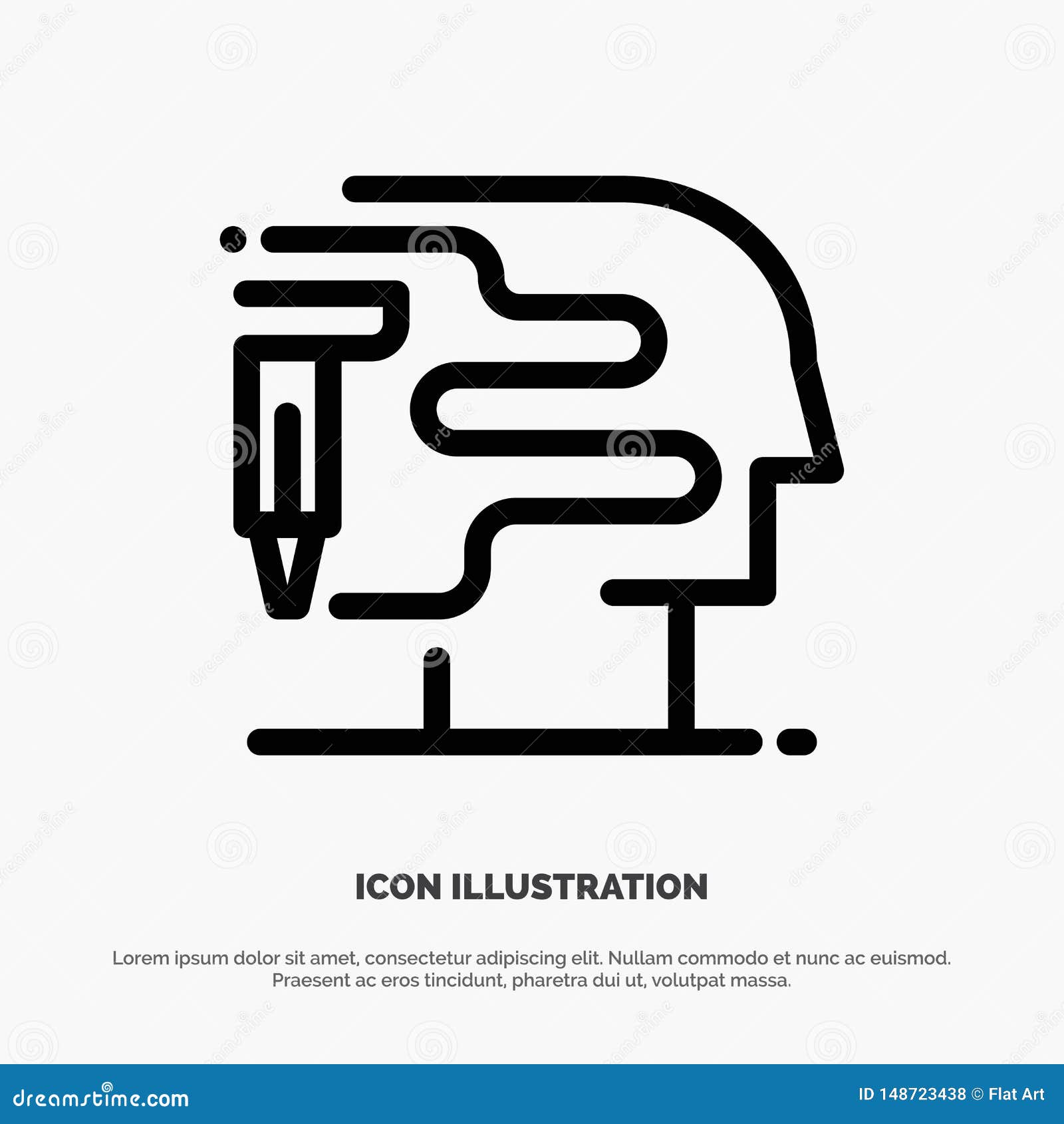 Human, Printing, Big Think Line Icon Vector Stock Vector - Illustration ...